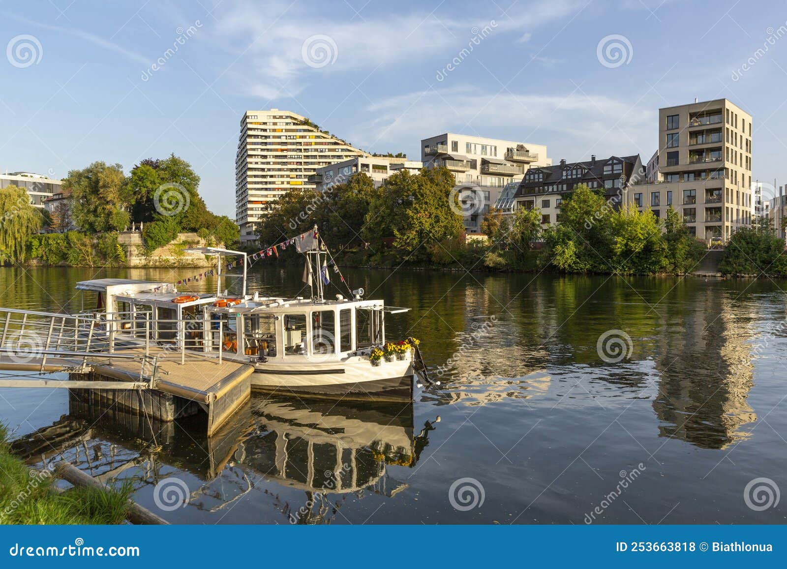 Waterfront in Ulm with Residential Buildings in the Background Stock ...