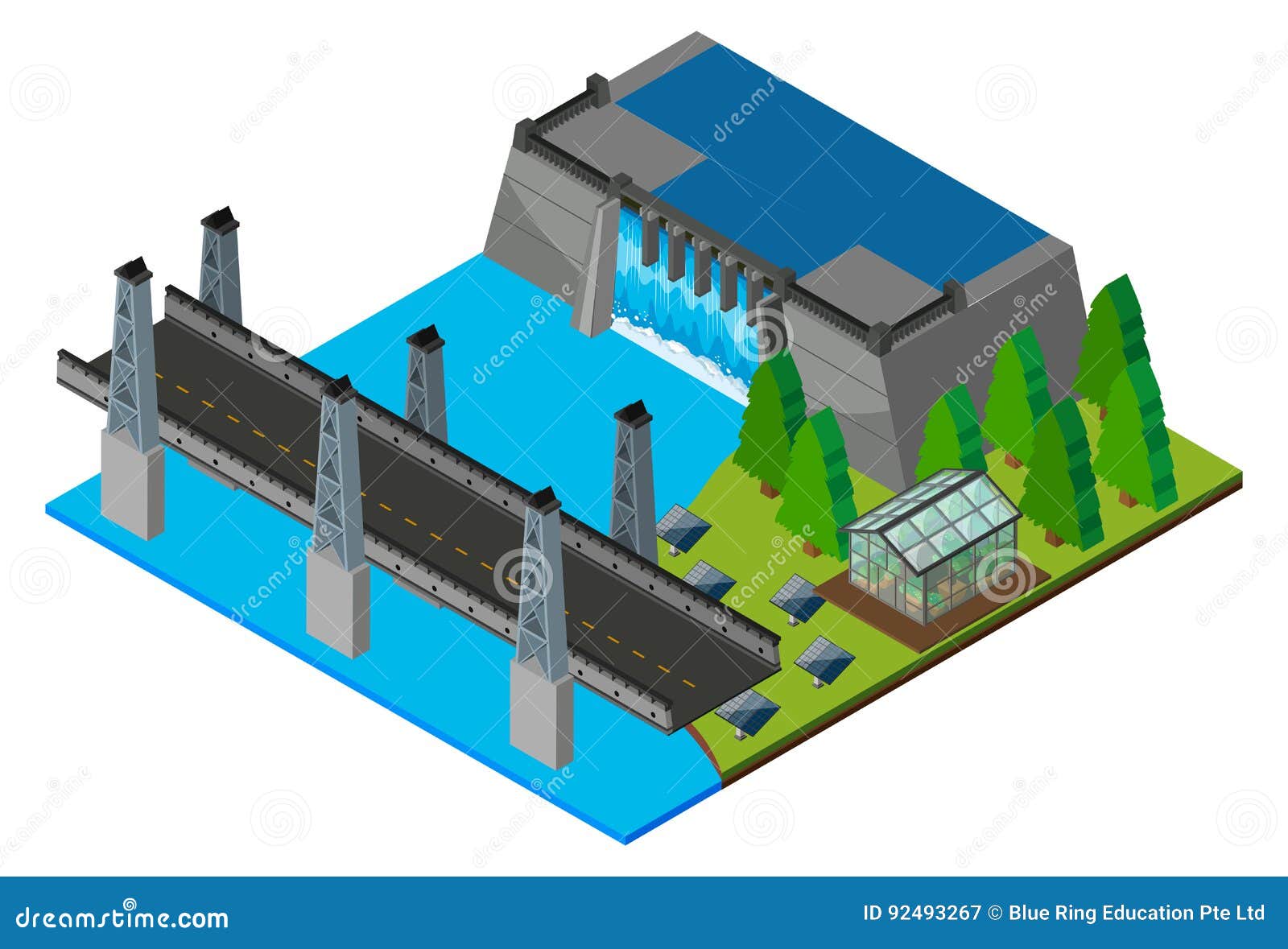 Watergate and Bridge Across the River Stock Vector - Illustration of ...