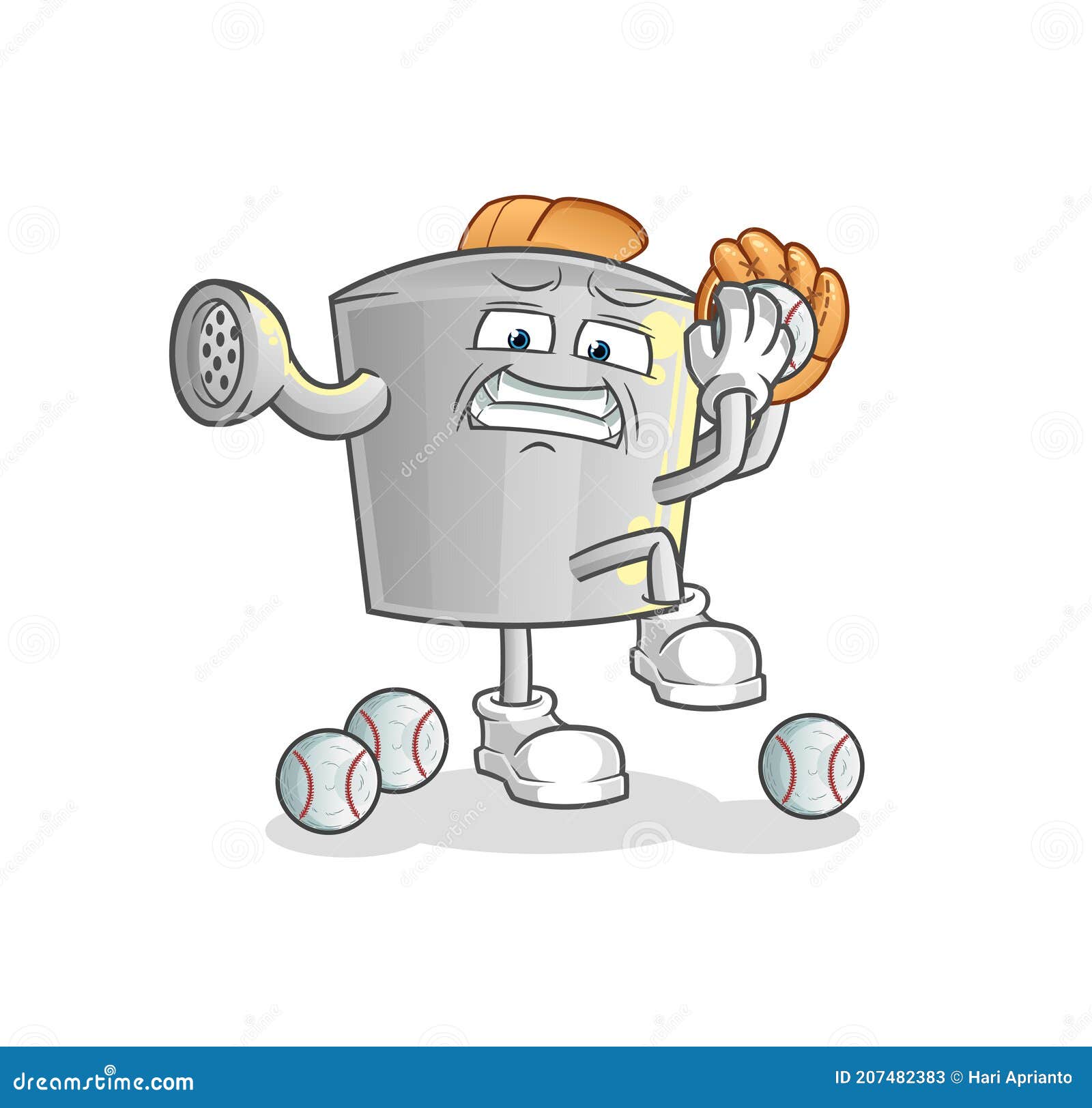 Watering Can Baseball Pitcher Cartoon. Cartoon Mascot Vector Stock ...