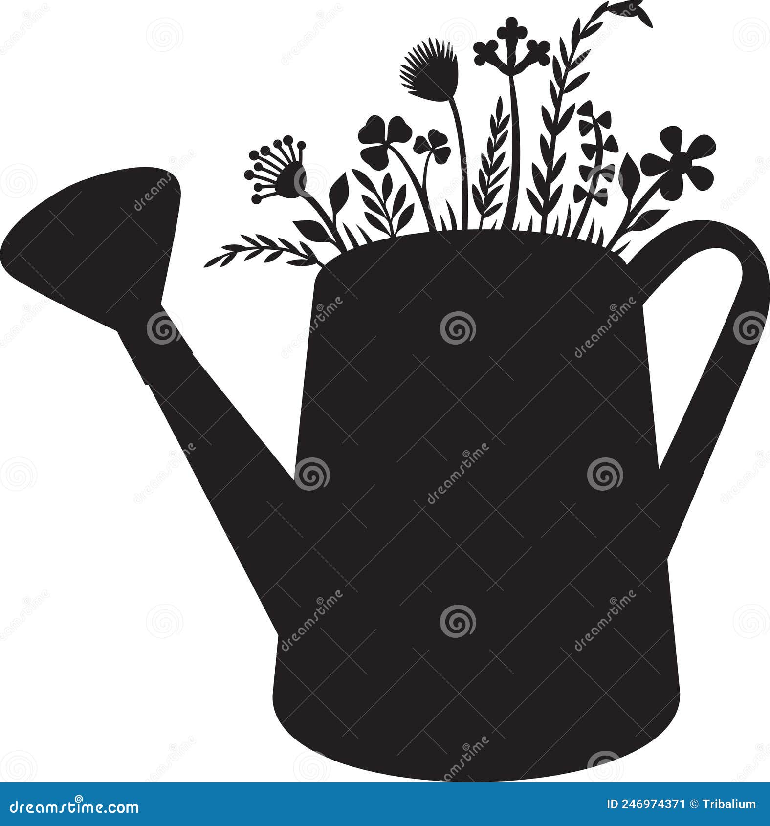 Watering Can with Flowers Vector Stock Vector - Illustration of ...