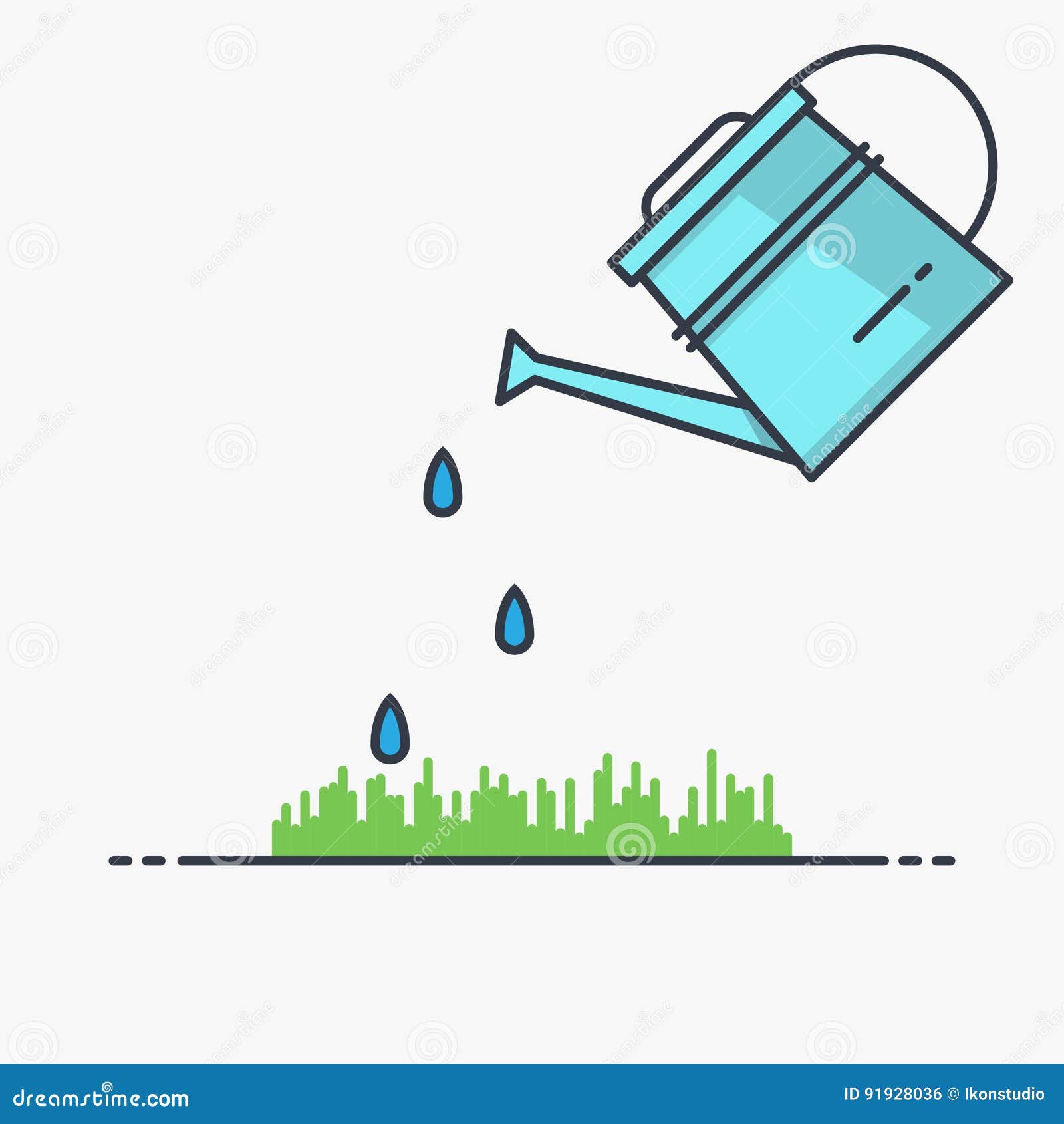 Watering can and grass stock vector. Illustration of agriculture - 91928036