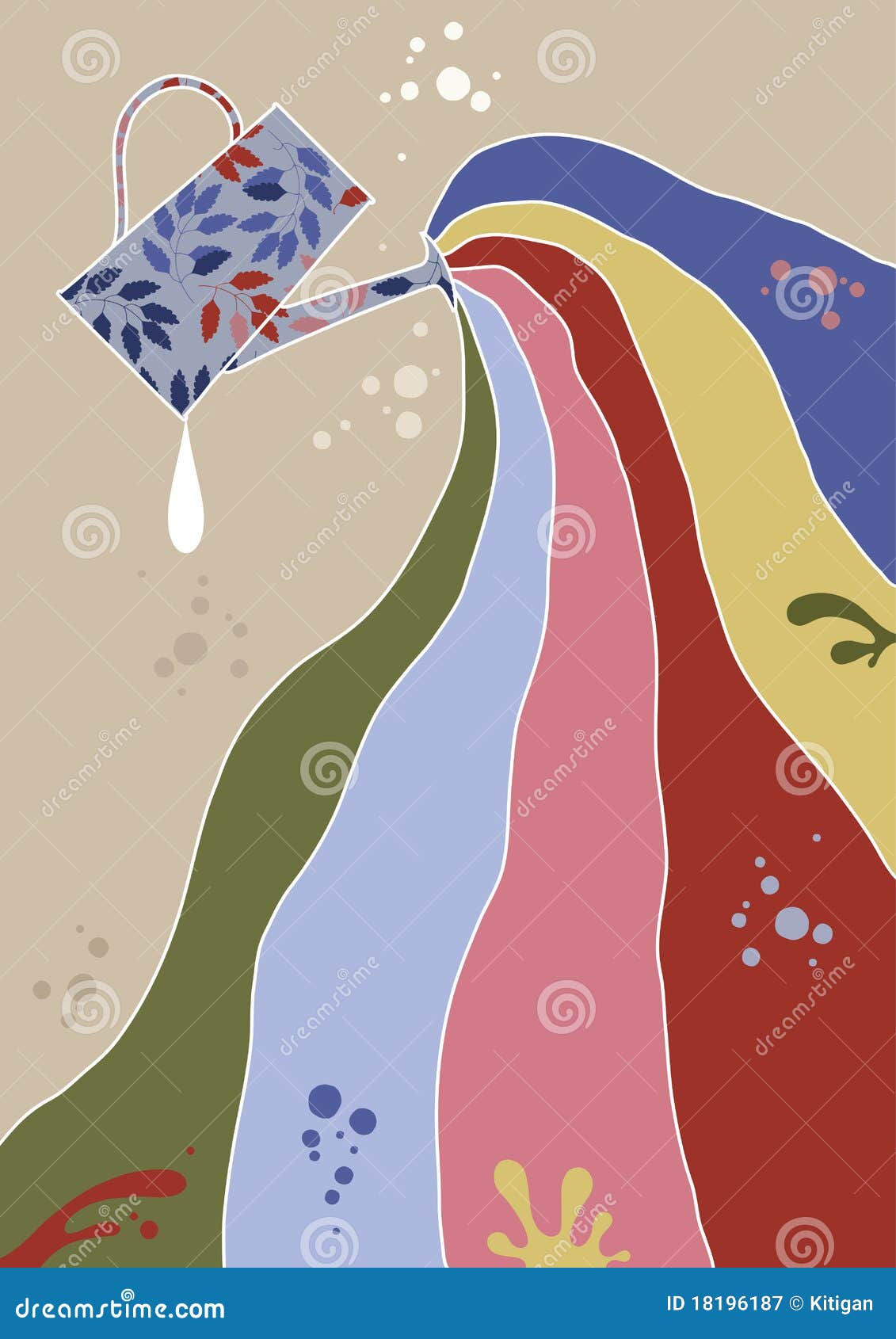 Watering Can and Stream stock vector. Illustration of drop - 18196187