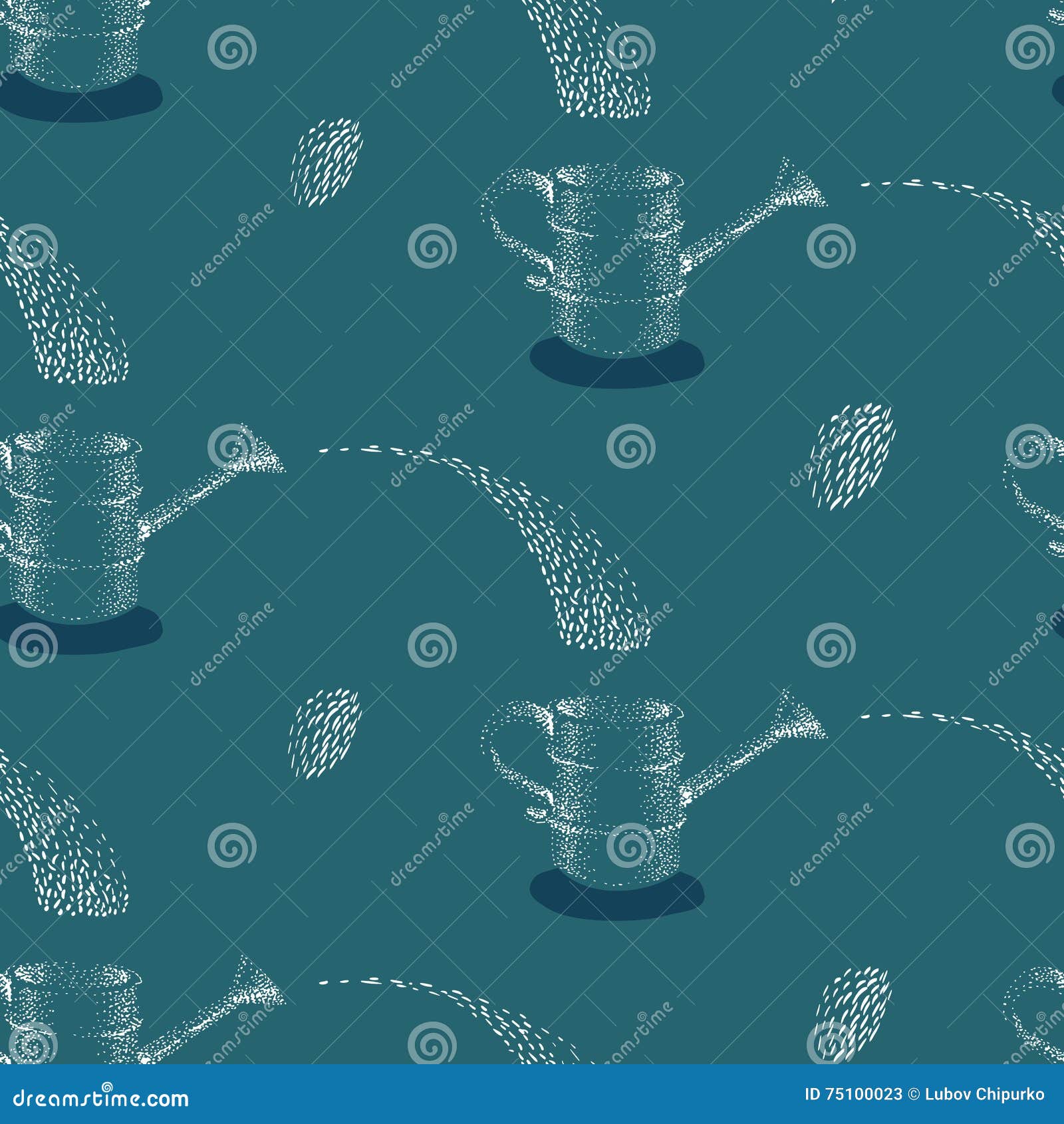 Watering Can Vector Seamless Pattern Stock Vector - Illustration of ...