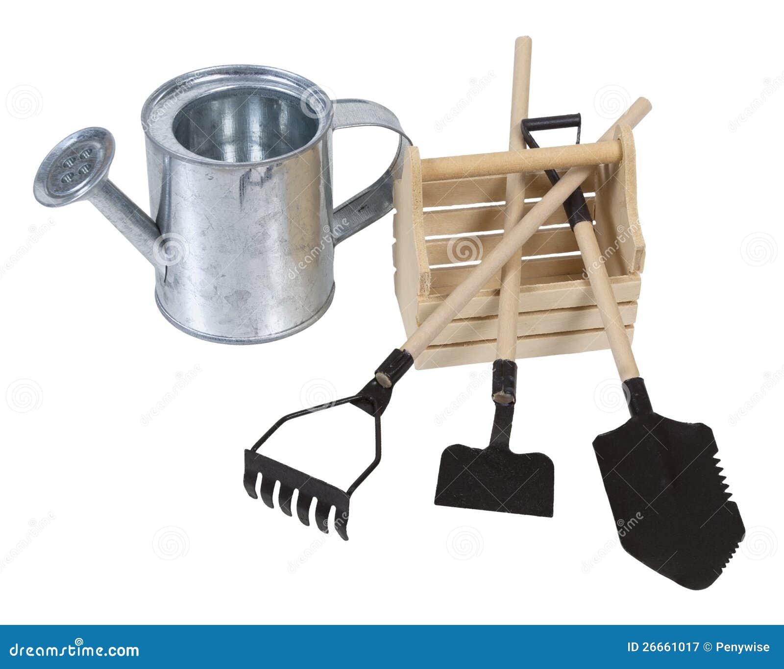 Watering Can and Wooden Box with Tools Stock Image - Image of gardening ...