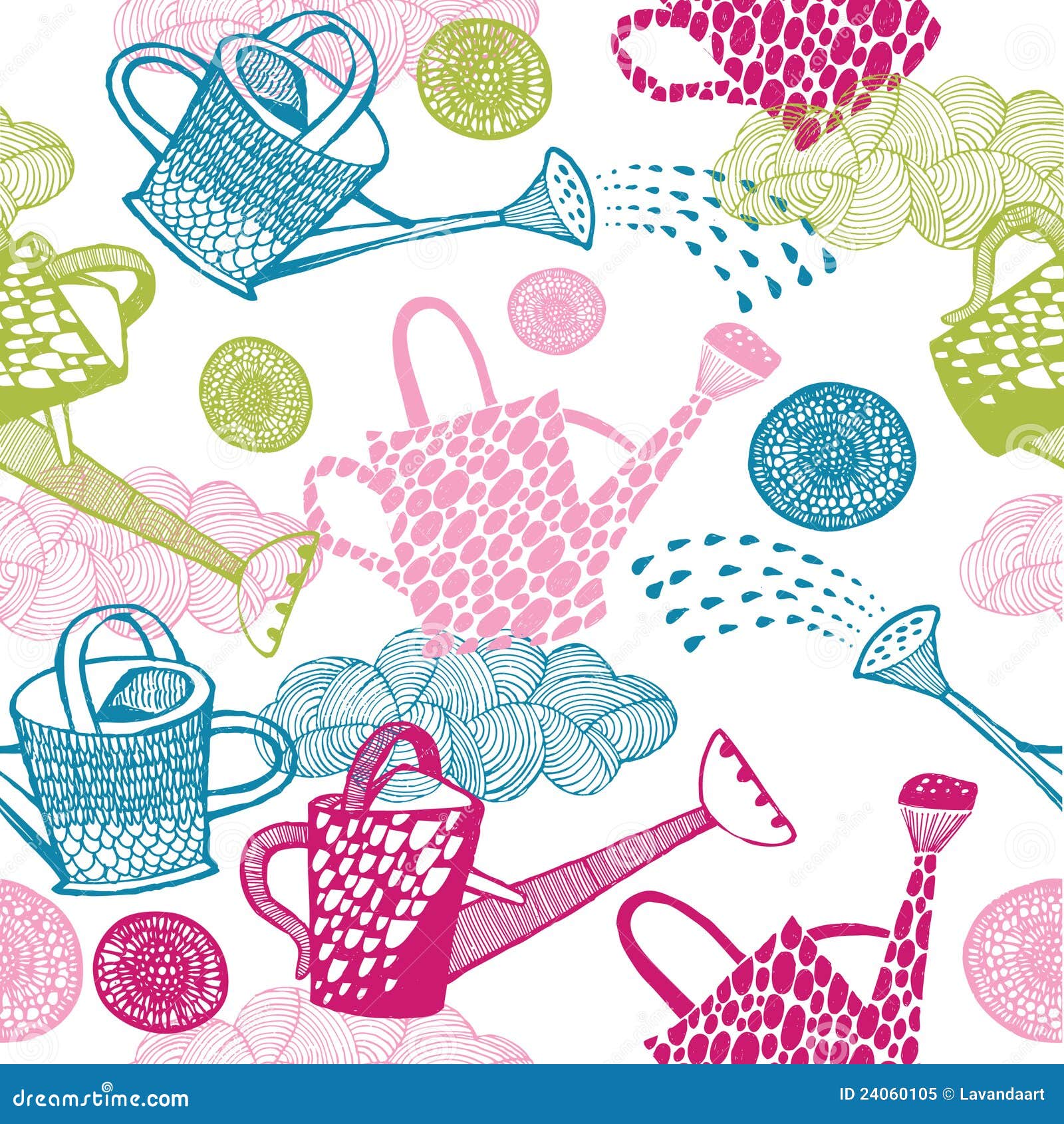 Watering cans in spring stock illustration. Illustration of wallpaper ...