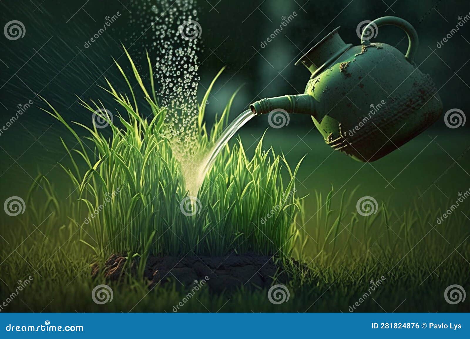 Watering the Grass. AI Generated Stock Illustration - Illustration of ...