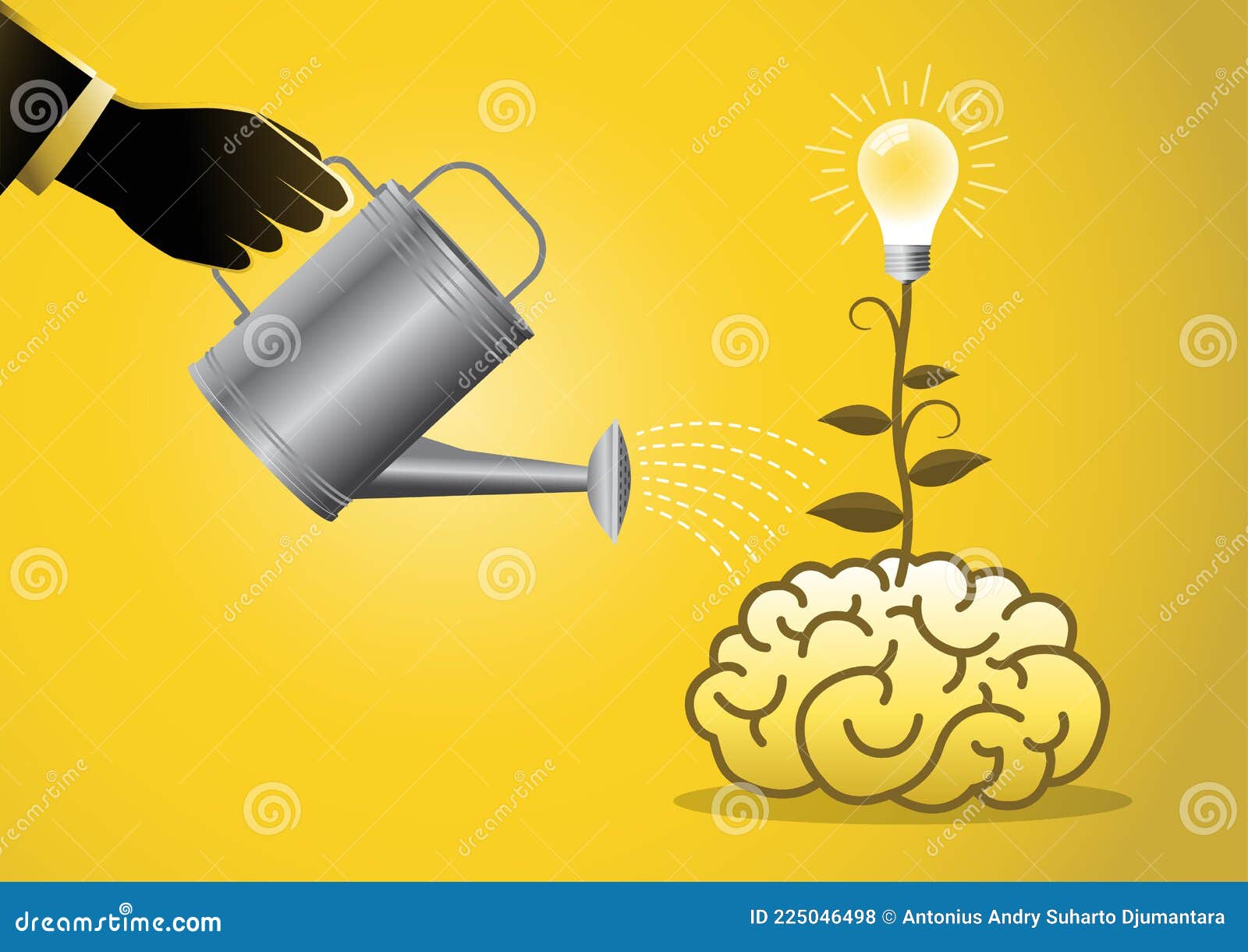Watering Ideas on a Brain Vector Illustration Stock Vector ...