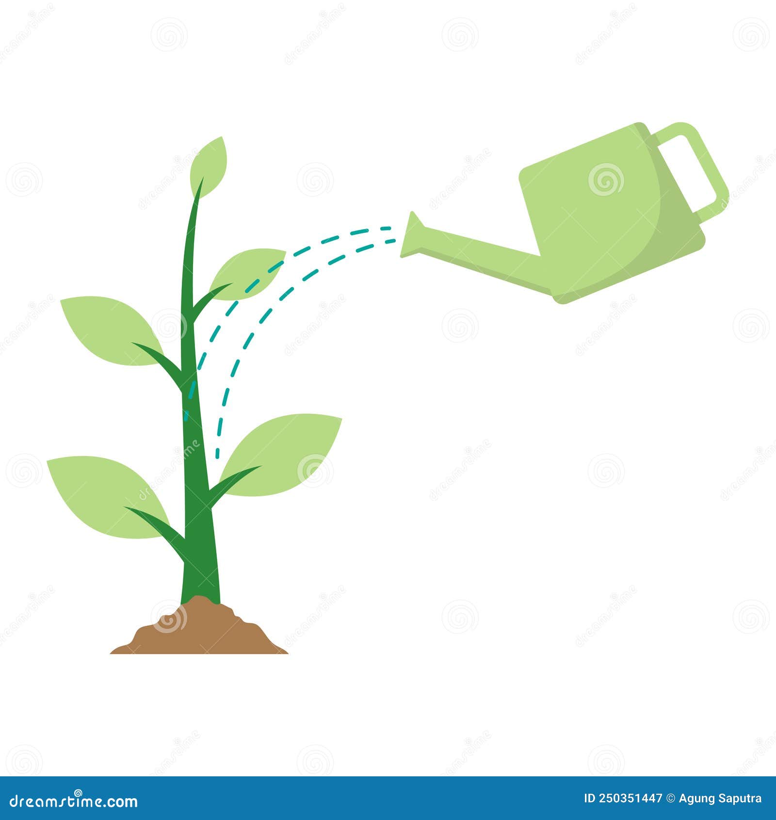 Watering Plant Flat Design Vector Illustration Stock Vector ...