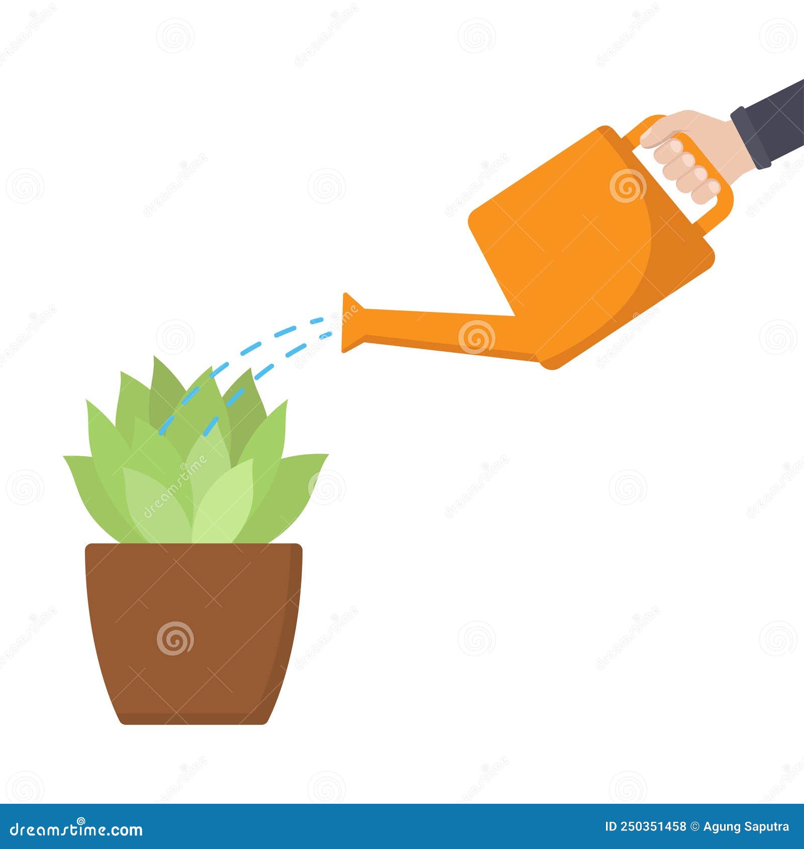 Watering Plant Flat Design Vector Illustration Stock Vector ...