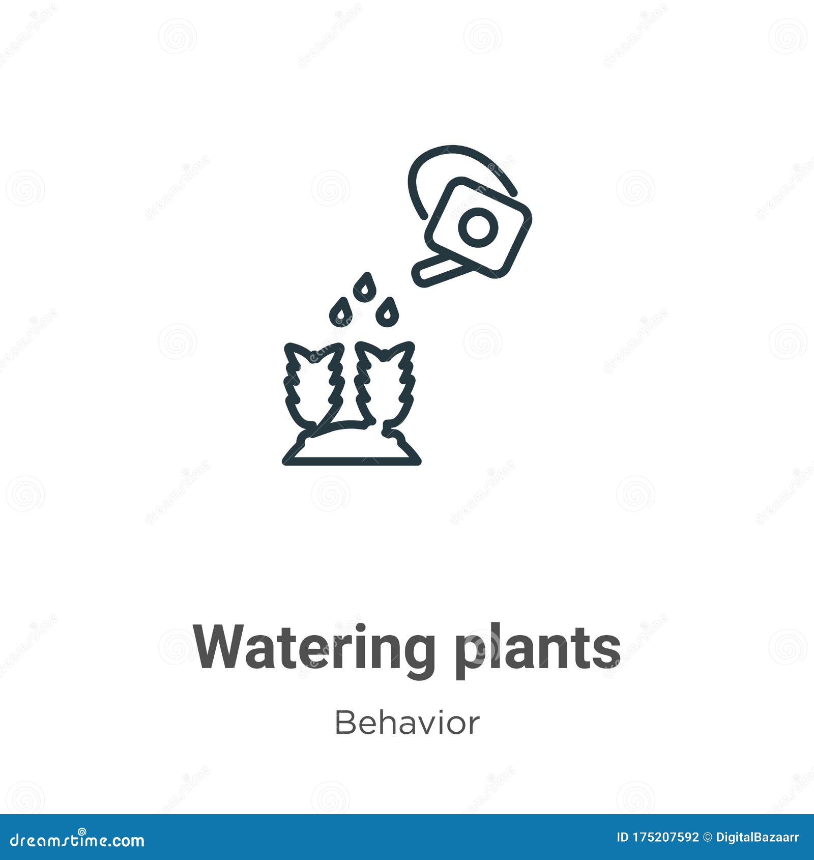 Watering Plants Outline Vector Icon. Thin Line Black Watering Plants ...