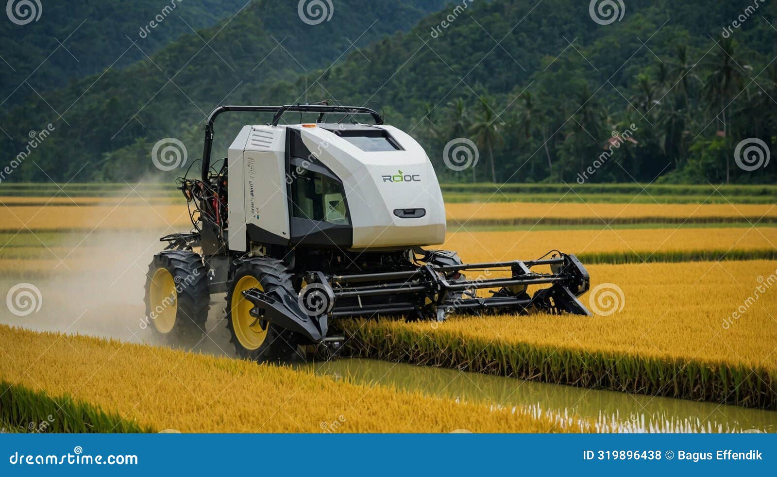 Watering Rice in Rice Fields with a Robotic System. AI Generated Image ...