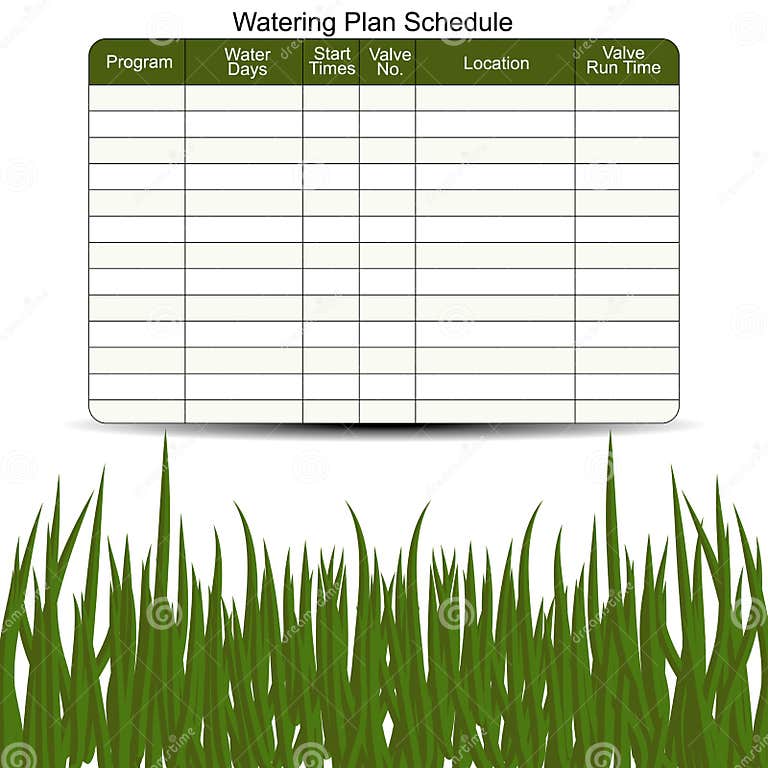 Watering Schedule Chart stock vector. Illustration of location - 24496715
