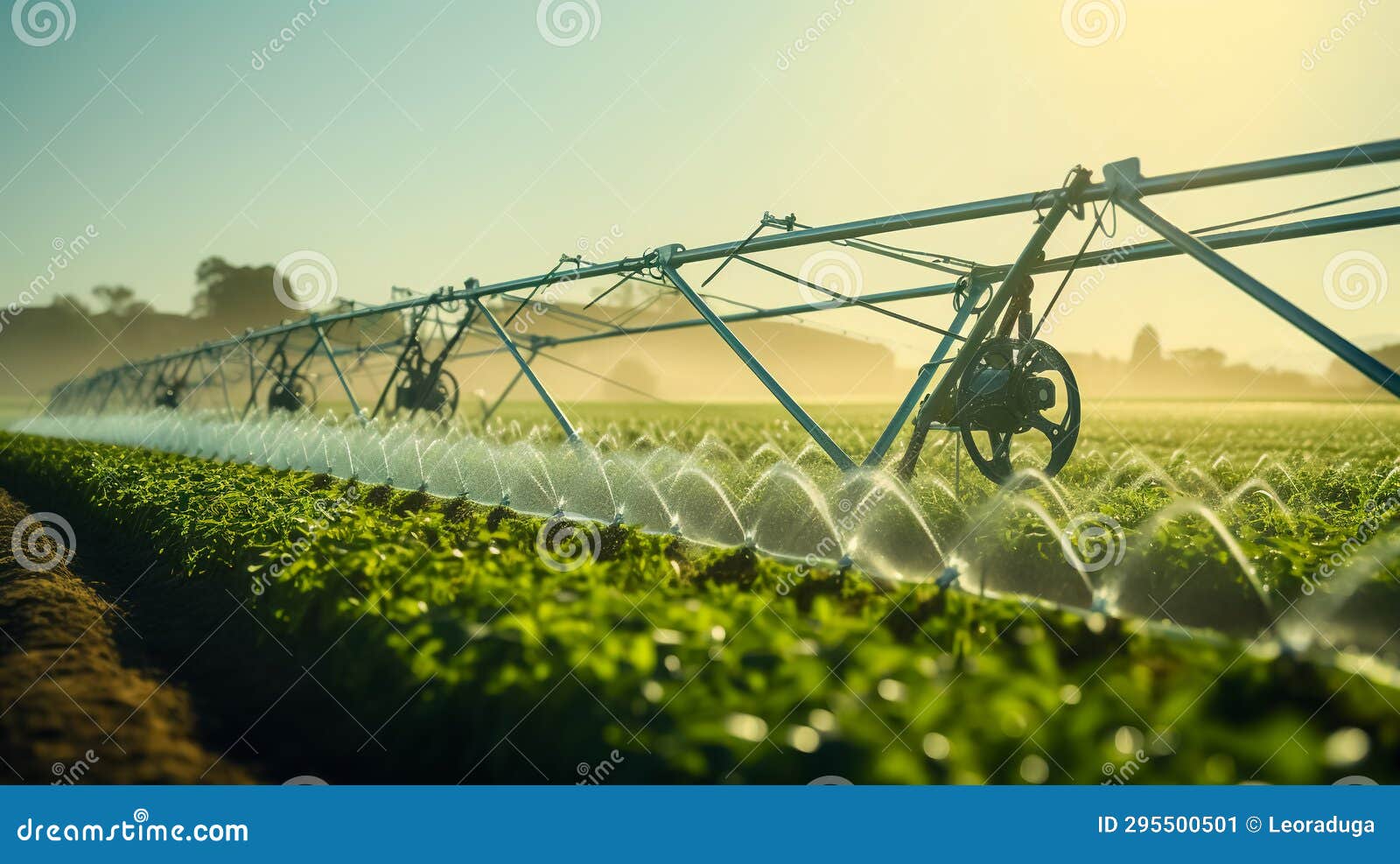 Watering System in the Field. an Irrigation Pivot Watering a Field ...