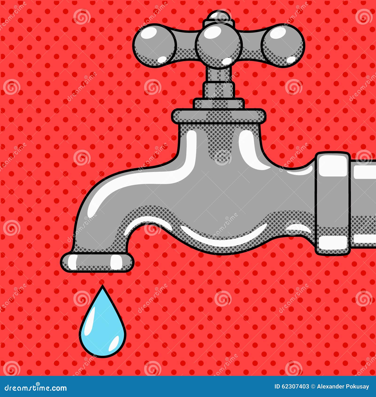 Waterkraan Met Vector Van De Dalings De Grappige Stijl Vector ...