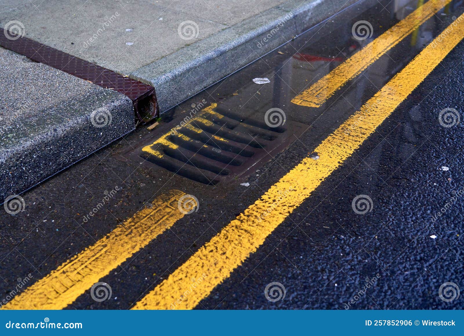 Waterlogged on a Blocked Drainage on Street after the Rain Stock Photo ...