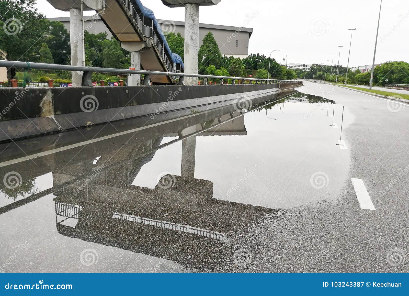 Waterlogged on Road Due To Clogged Drainage System Stock Image - Image ...