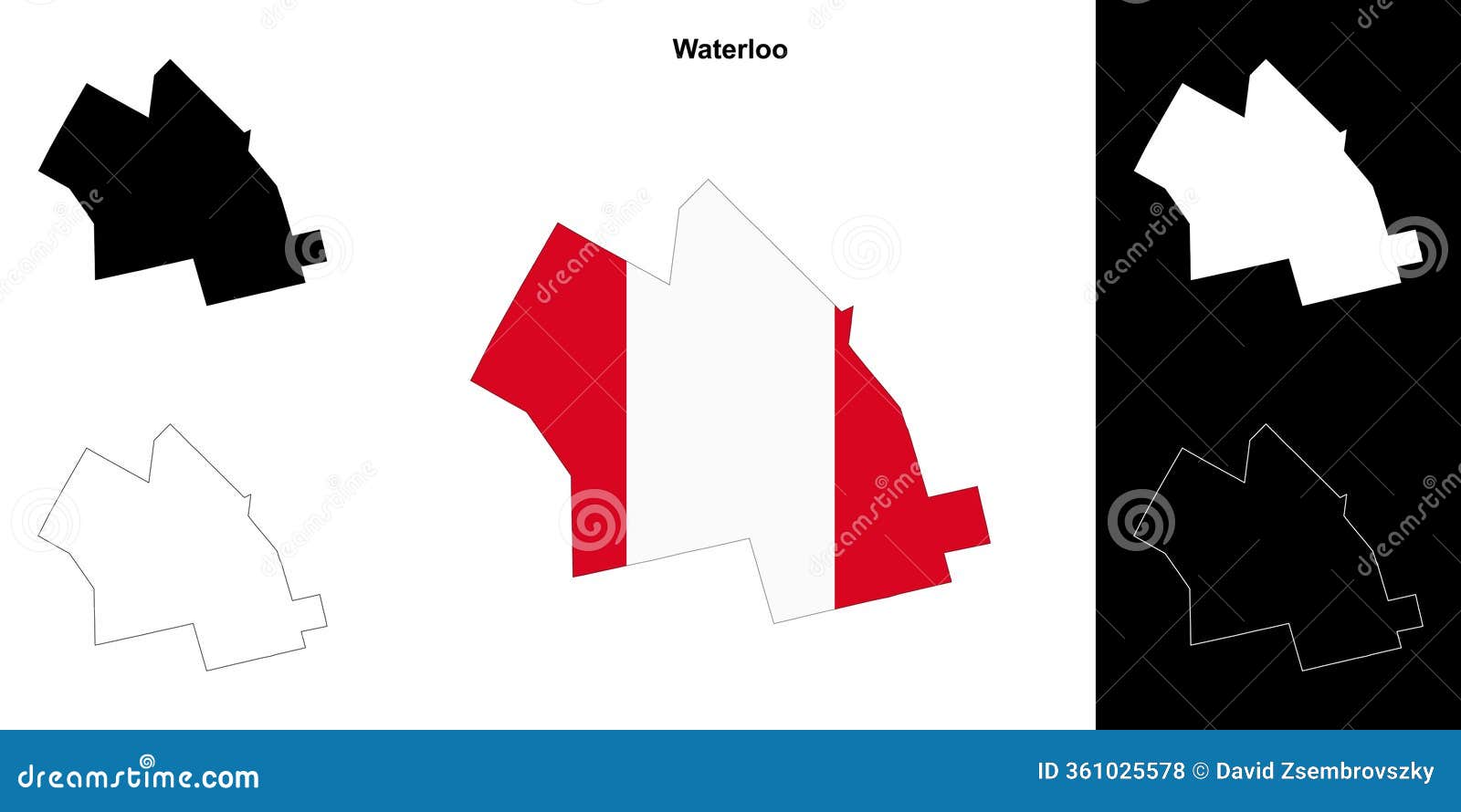 Waterloo outline map stock vector. Illustration of silhouette - 361025578