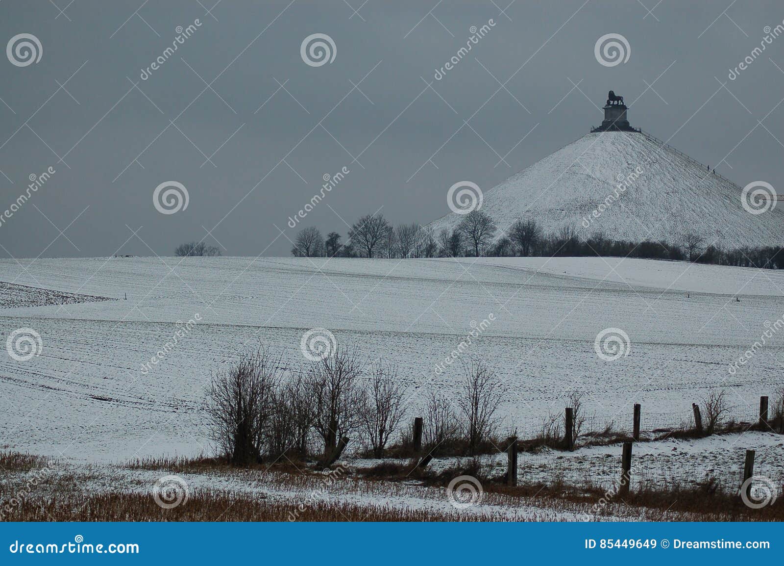 Waterloo in the snow stock image. Image of monument, hill - 85449649