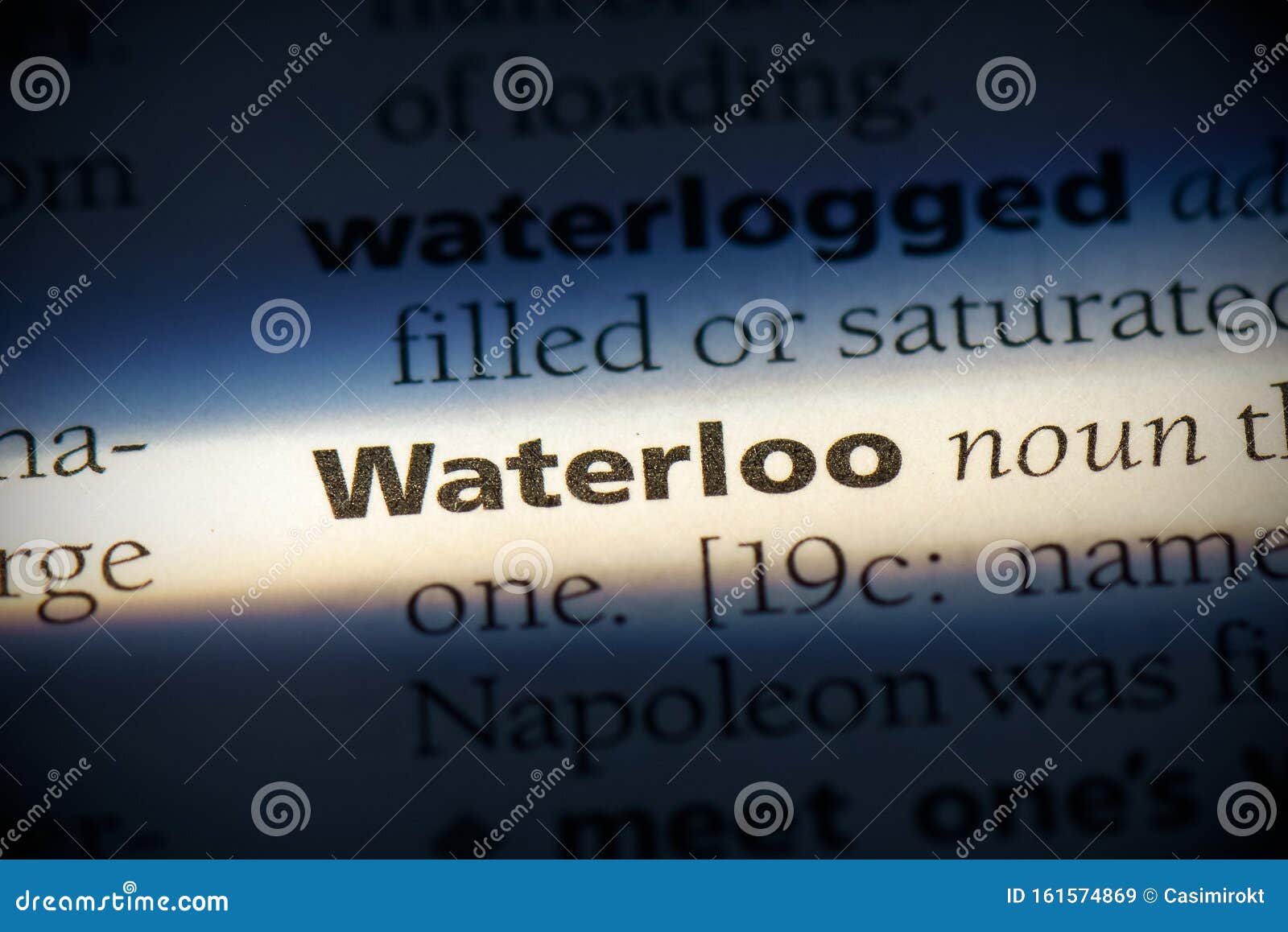 Waterloo stock image. Image of printed, macro, dictionary - 161574869
