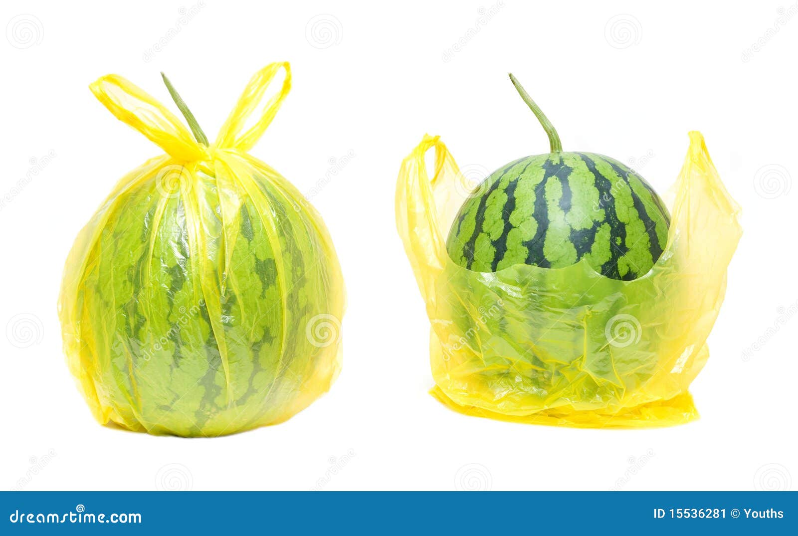 Watermelon in the Plastic Bag Isolated on White Background Stock Image ...