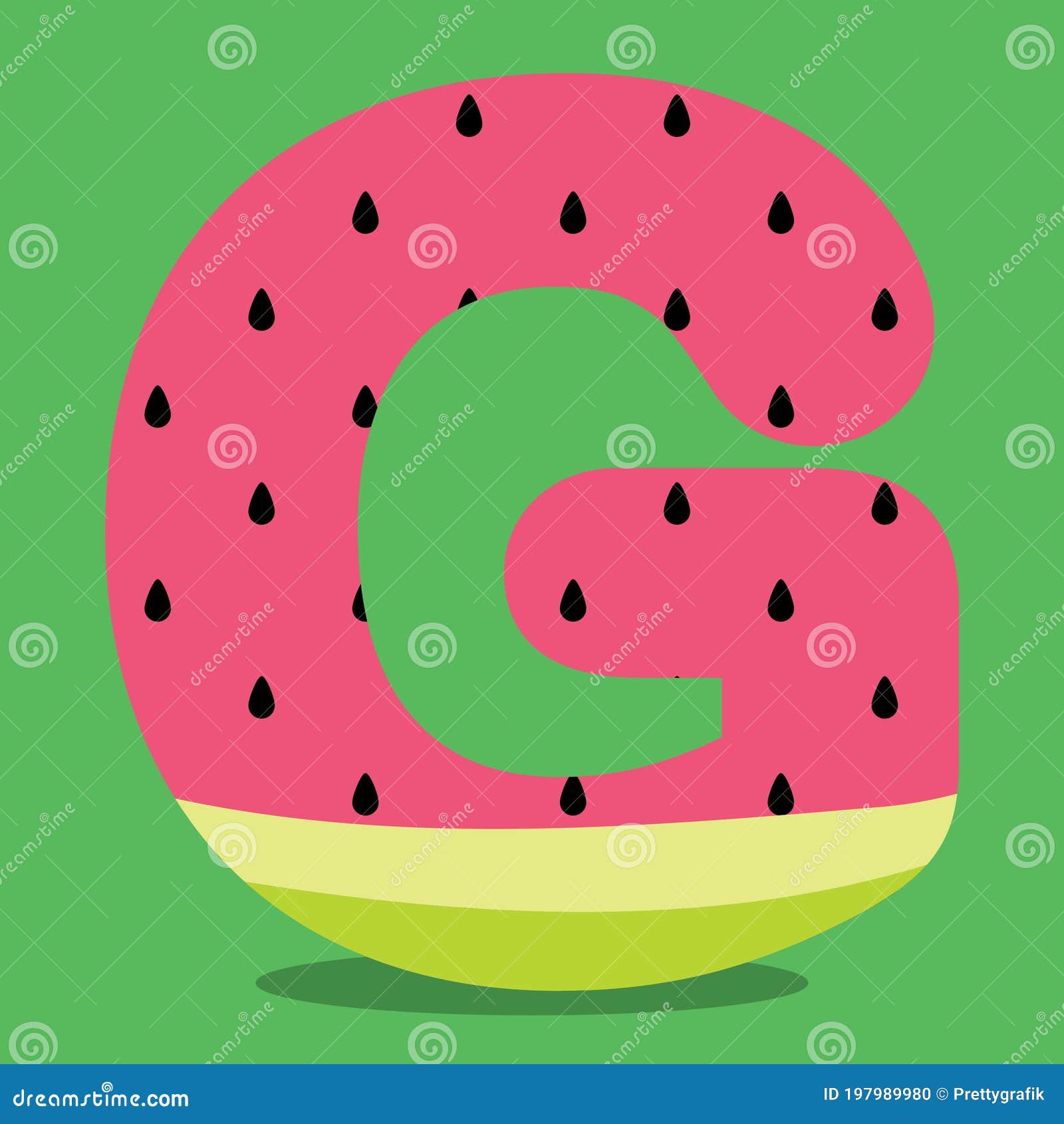 WATERMELON ALPHABET G 07 stock vector. Illustration of alphabet - 197989980