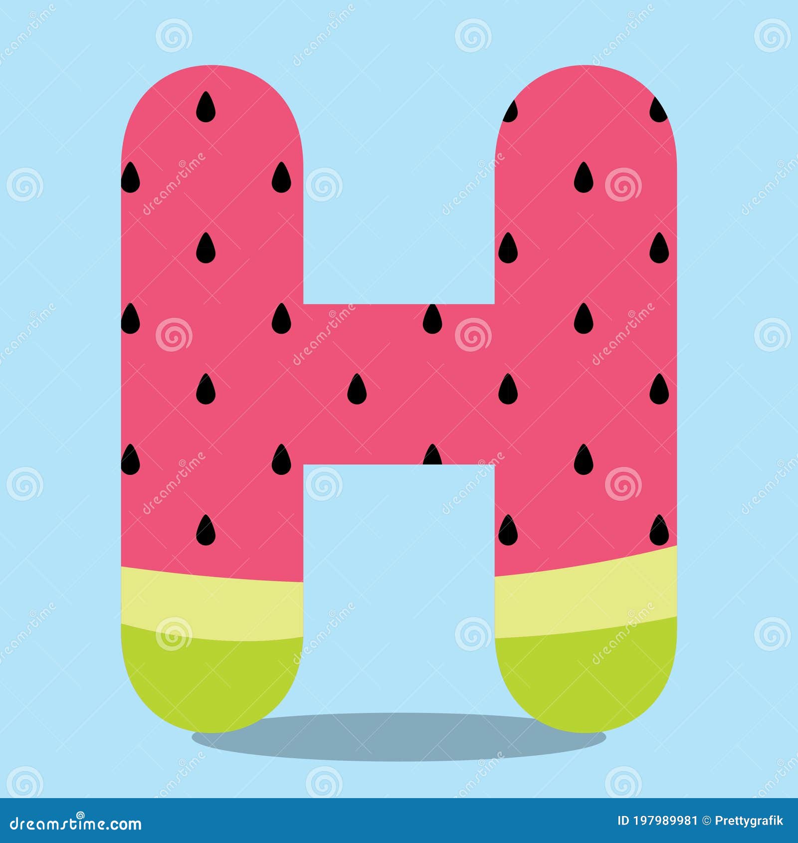 WATERMELON ALPHABET H 08 stock vector. Illustration of vector - 197989981