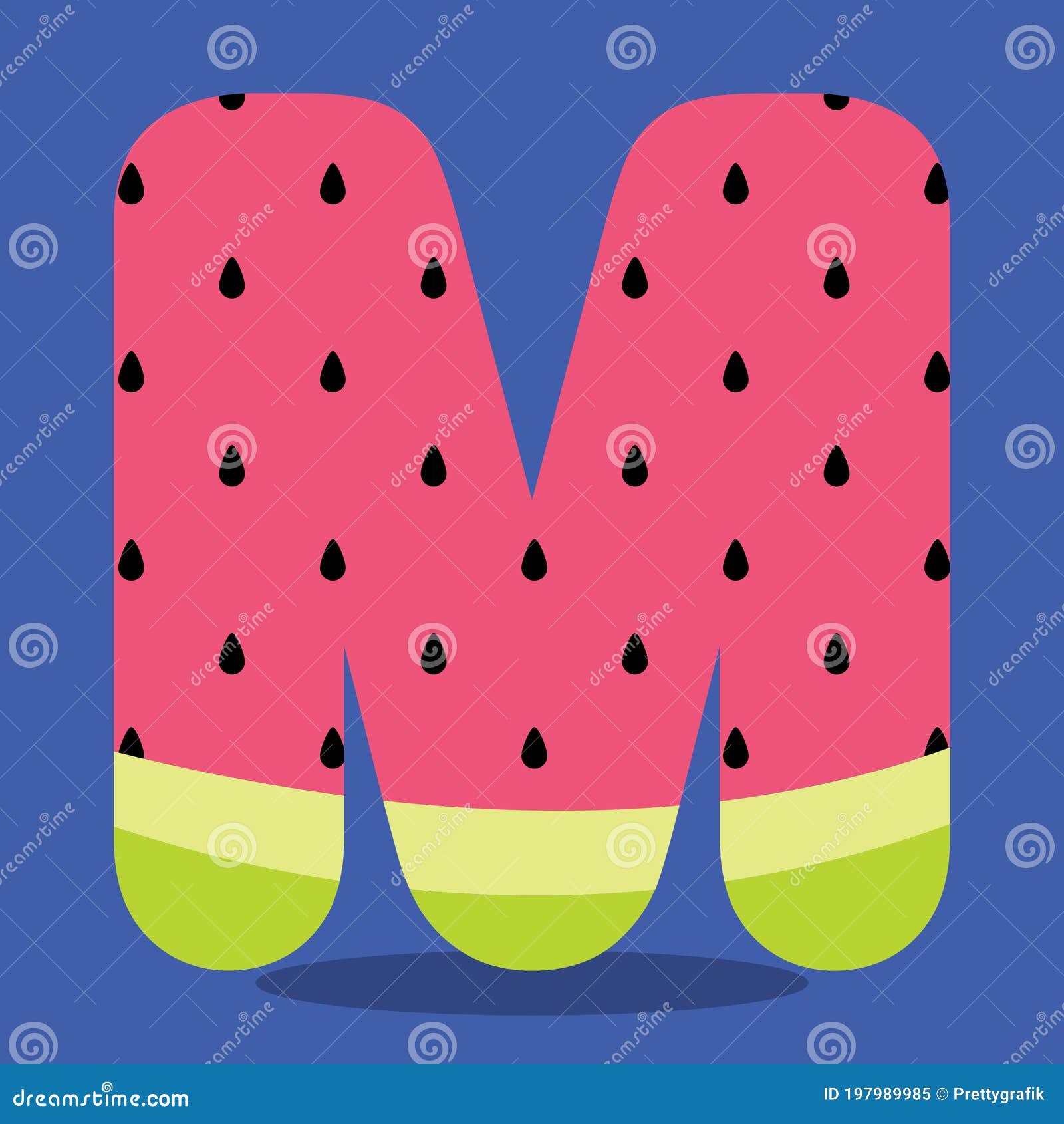 WATERMELON ALPHABET M 13 stock vector. Illustration of vector - 197989985