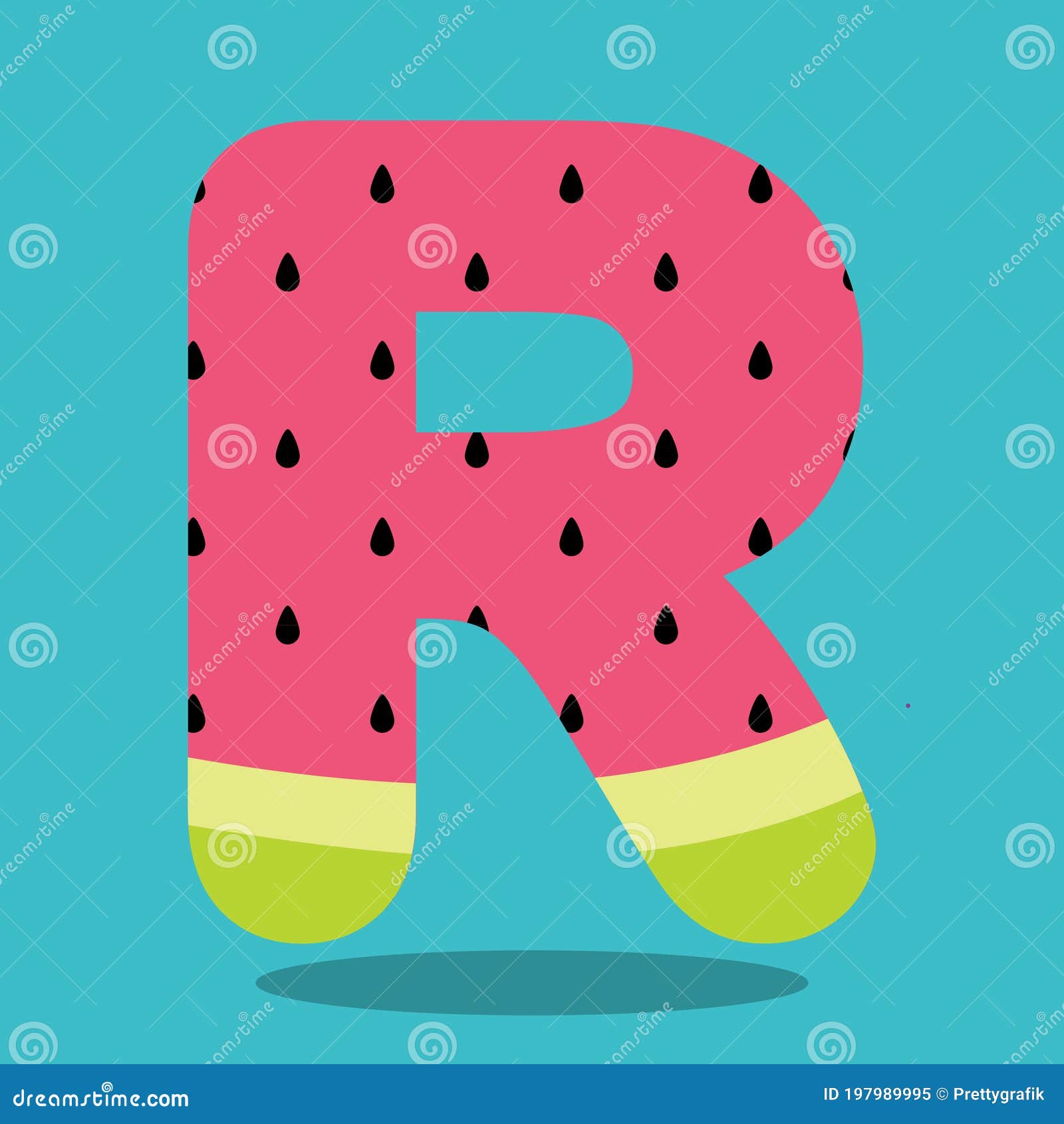 WATERMELON ALPHABET R 18 stock vector. Illustration of vector - 197989995