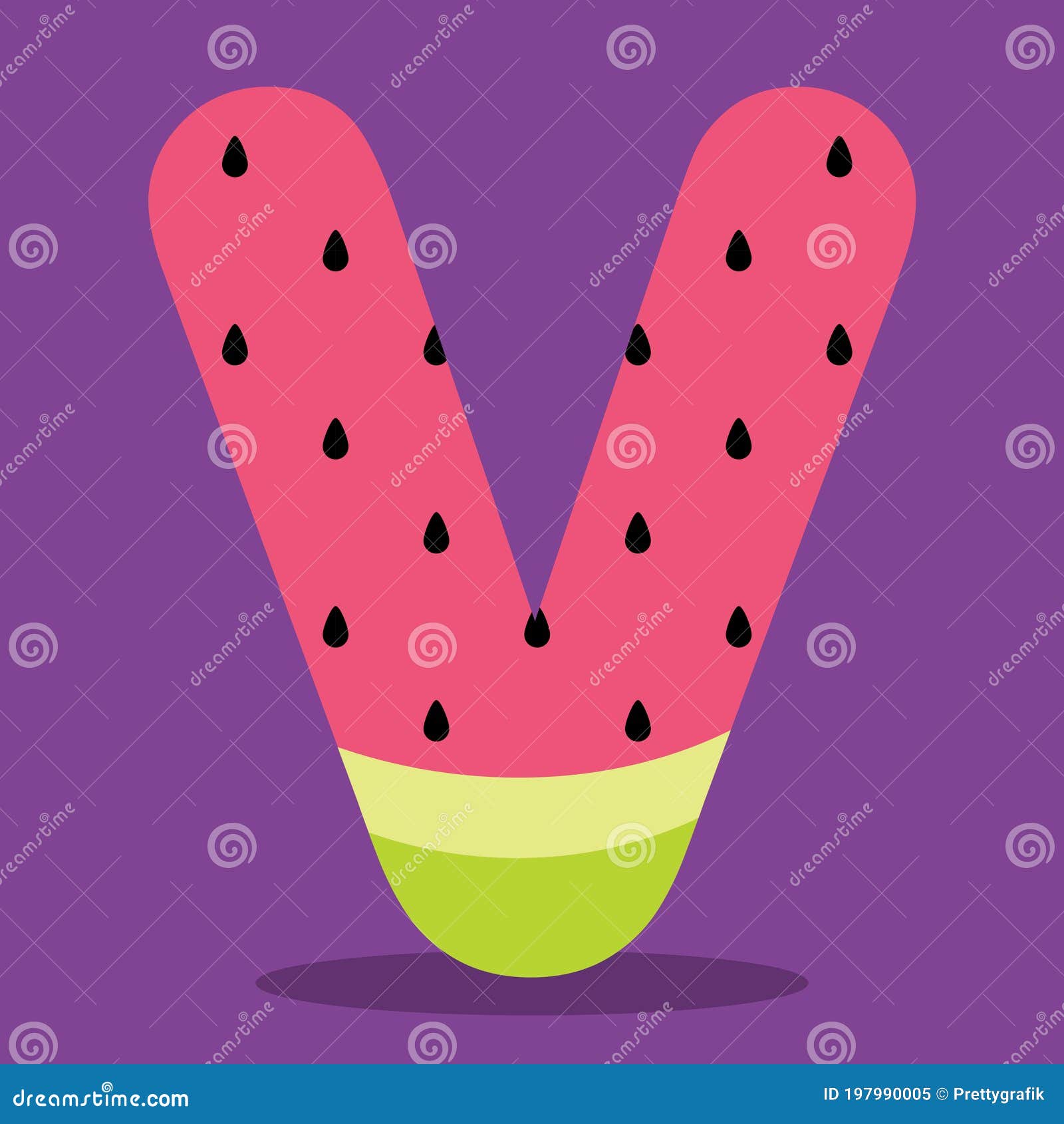 WATERMELON ALPHABET V 22 stock vector. Illustration of vector - 197990005