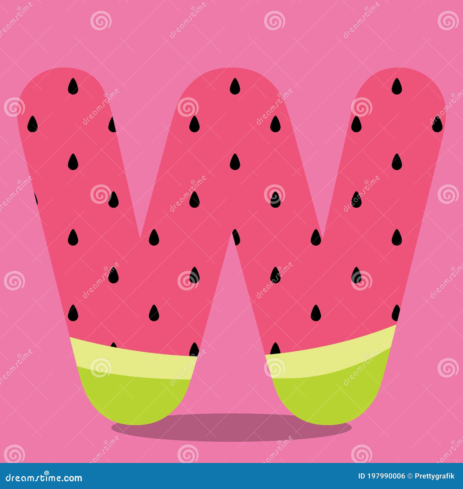 WATERMELON ALPHABET W 23 stock vector. Illustration of vector - 197990006