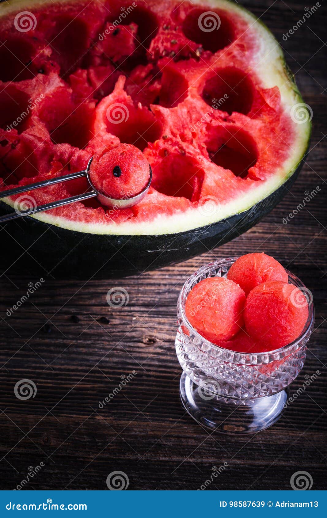 Watermelon balls. stock image. Image of fruit, diet, salad - 98587639