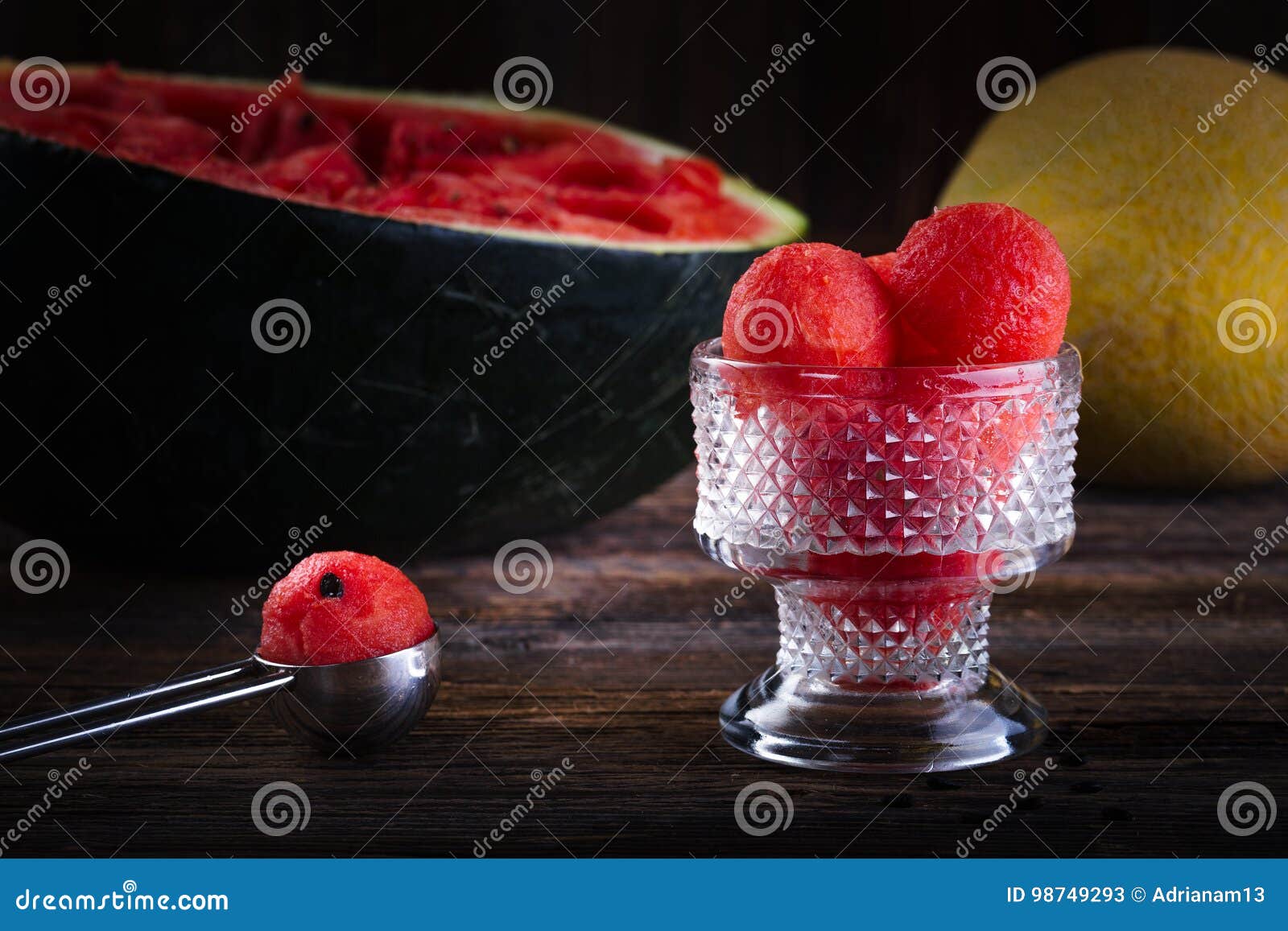 Watermelon balls. stock image. Image of nutrient, refreshing - 98749293