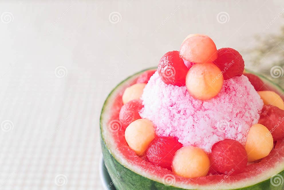 Watermelon bingsu dessert stock photo. Image of orange - 92885264