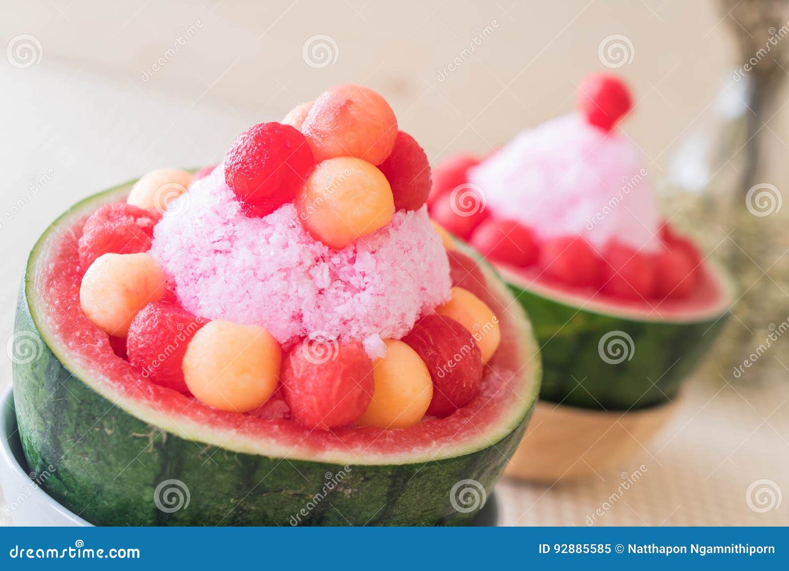 Watermelon bingsu dessert stock image. Image of cantaloupe - 92885585