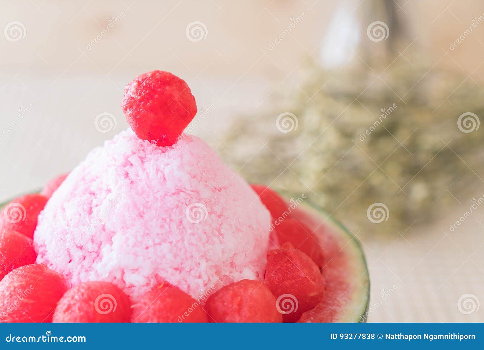 Watermelon bingsu dessert stock photo. Image of asia - 93277838