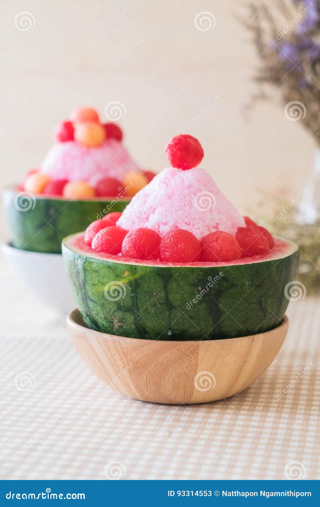 Watermelon bingsu dessert stock image. Image of fruit - 93314553