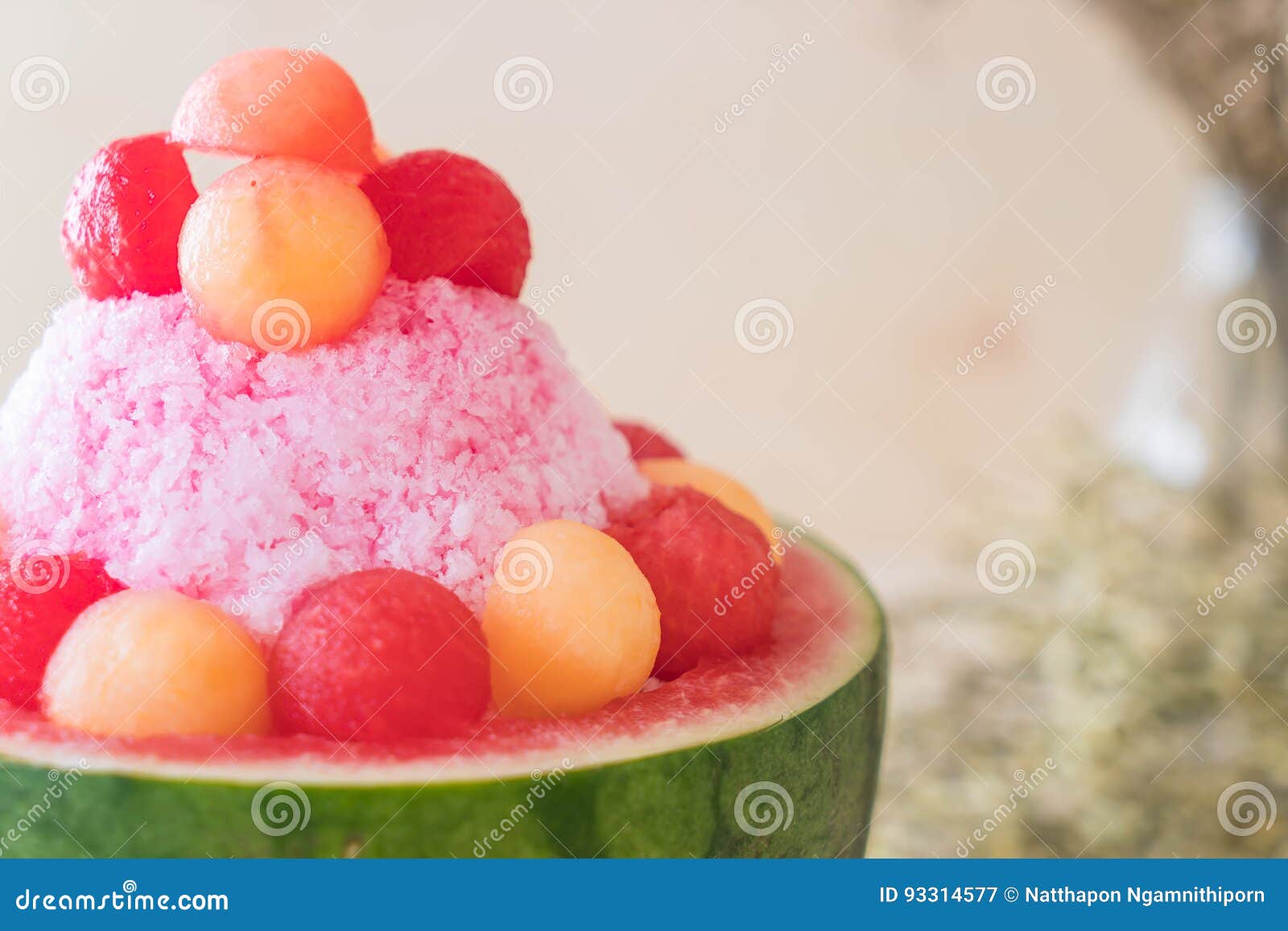Watermelon bingsu dessert stock image. Image of cantaloupe - 93314577