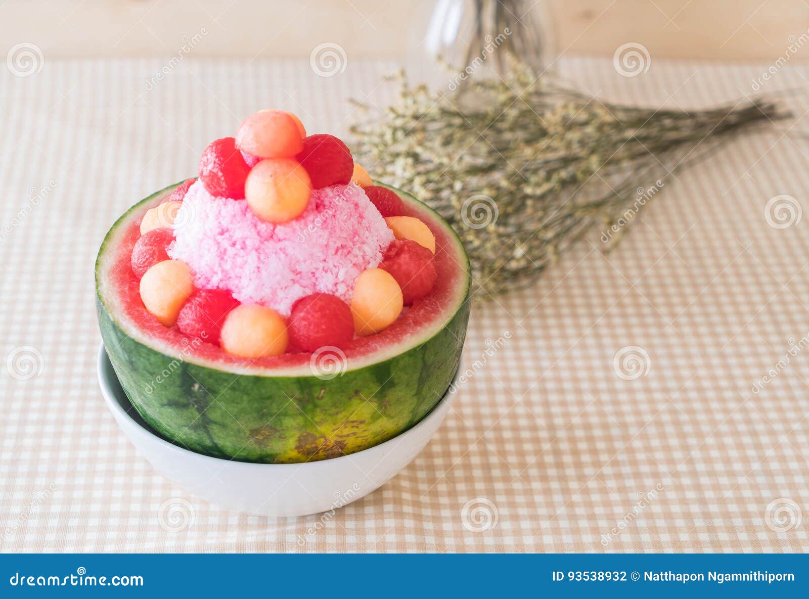 Watermelon bingsu dessert stock photo. Image of traditional - 93538932