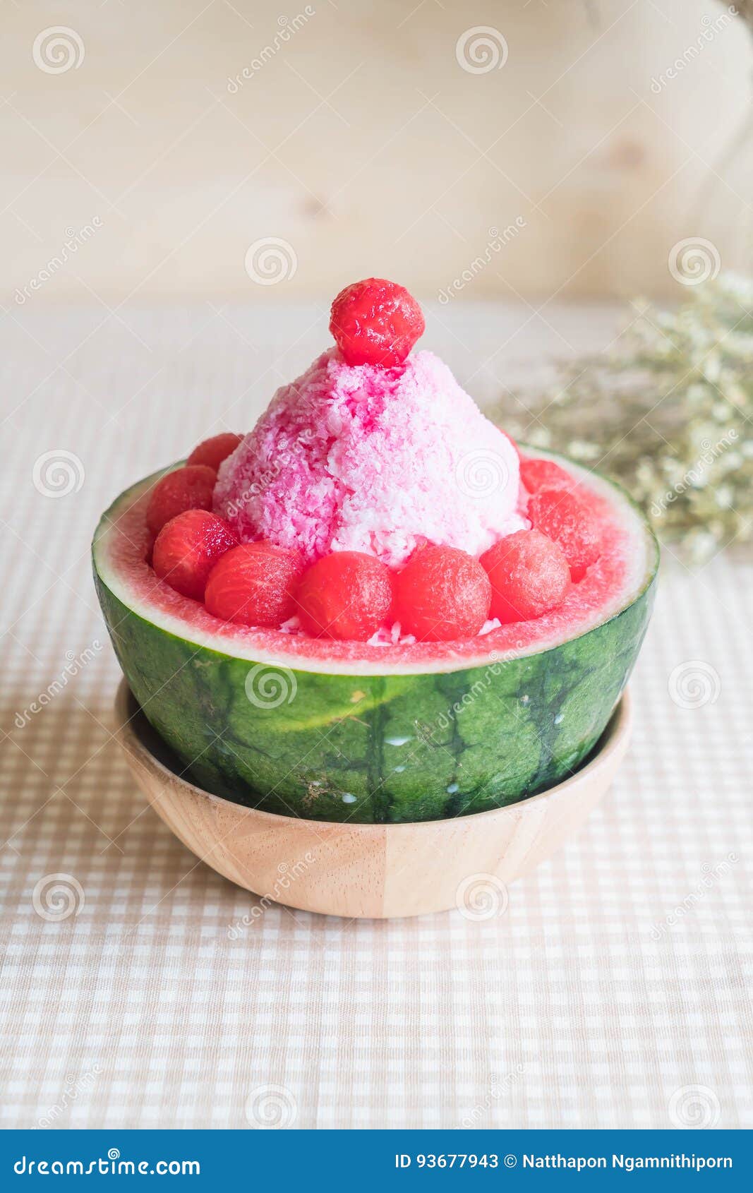 Watermelon bingsu dessert stock image. Image of summer - 93677943