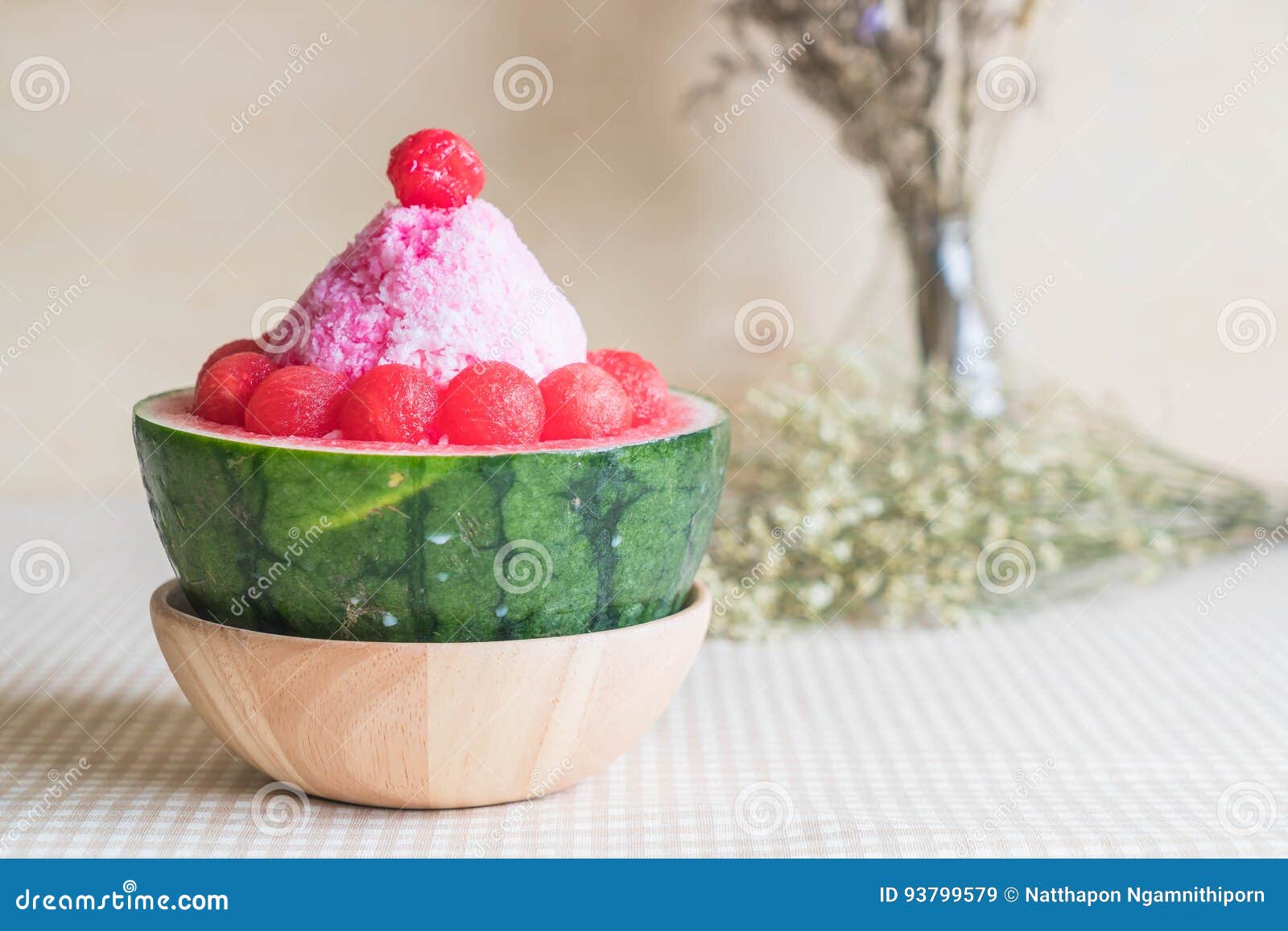 Watermelon bingsu dessert stock image. Image of traditional - 93799579
