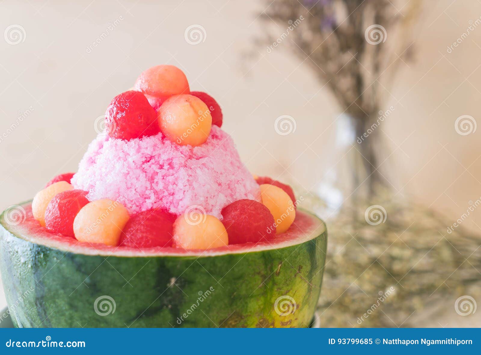 Watermelon bingsu dessert stock image. Image of healthy - 93799685