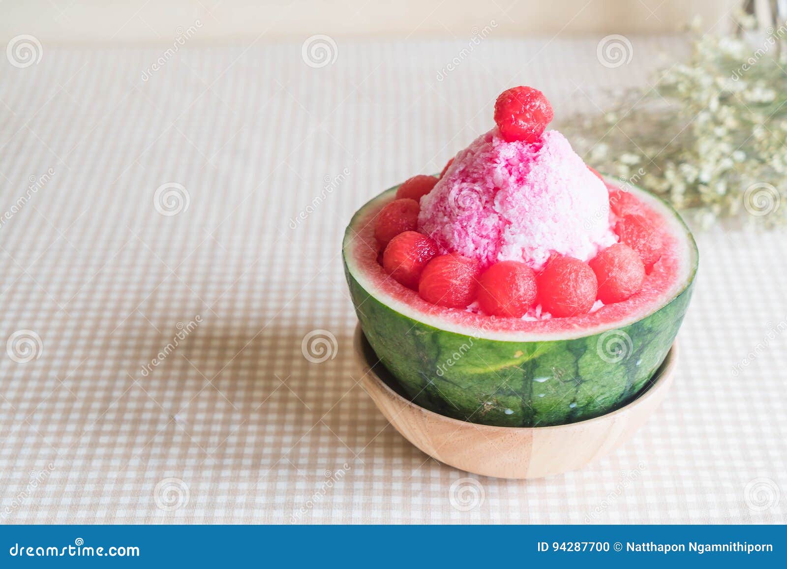 Watermelon bingsu dessert stock photo. Image of asian - 94287700