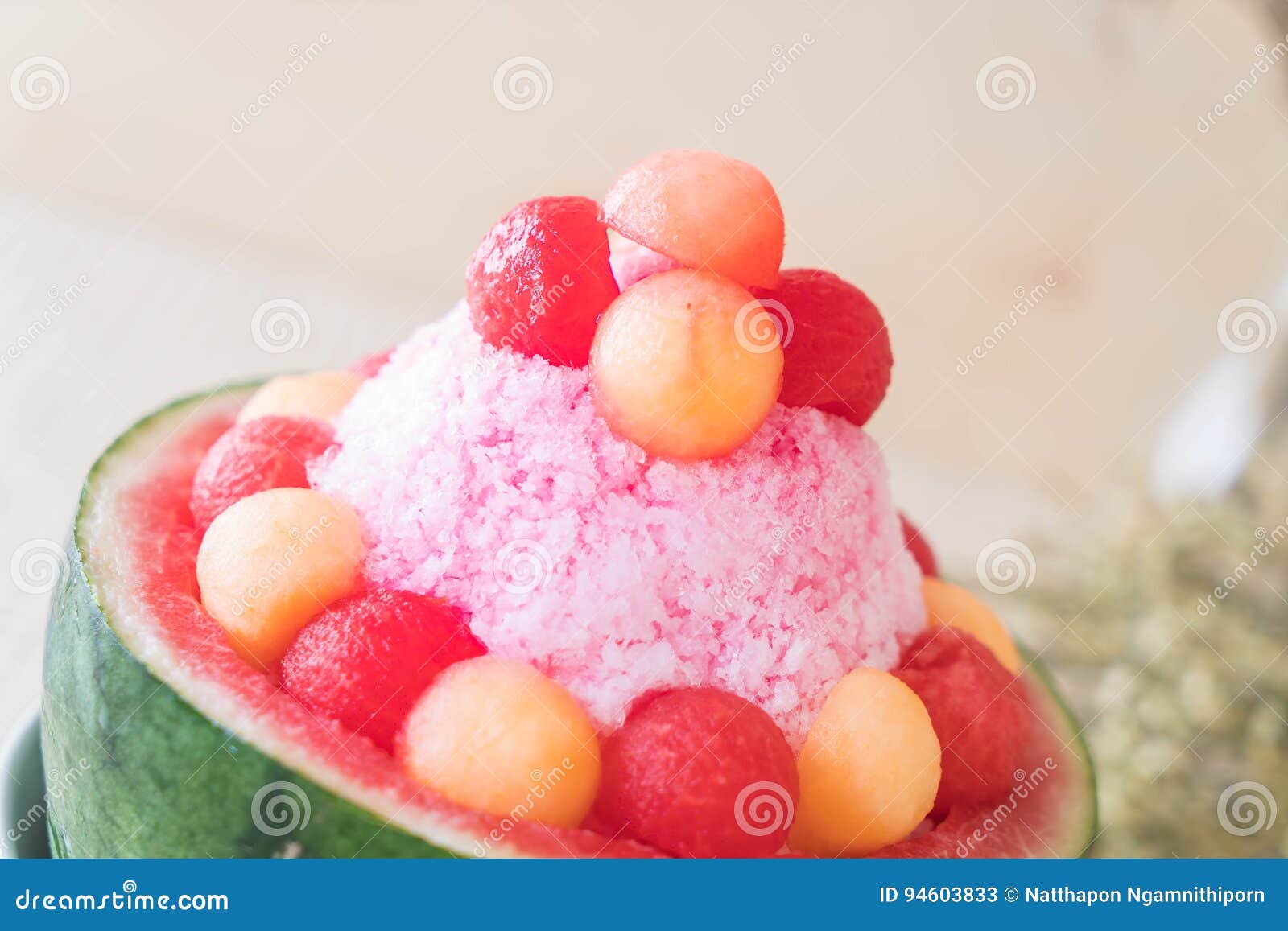 Watermelon bingsu dessert stock image. Image of bingsoo - 94603833