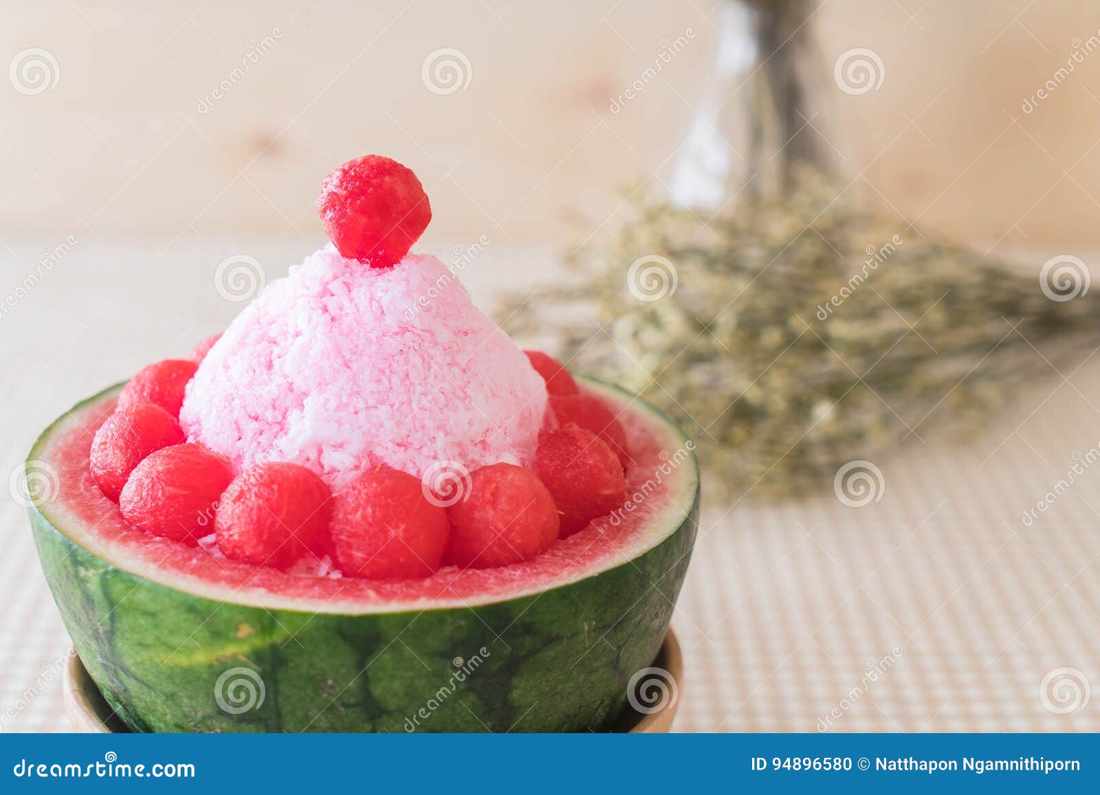Watermelon bingsu dessert stock photo. Image of food - 94896580