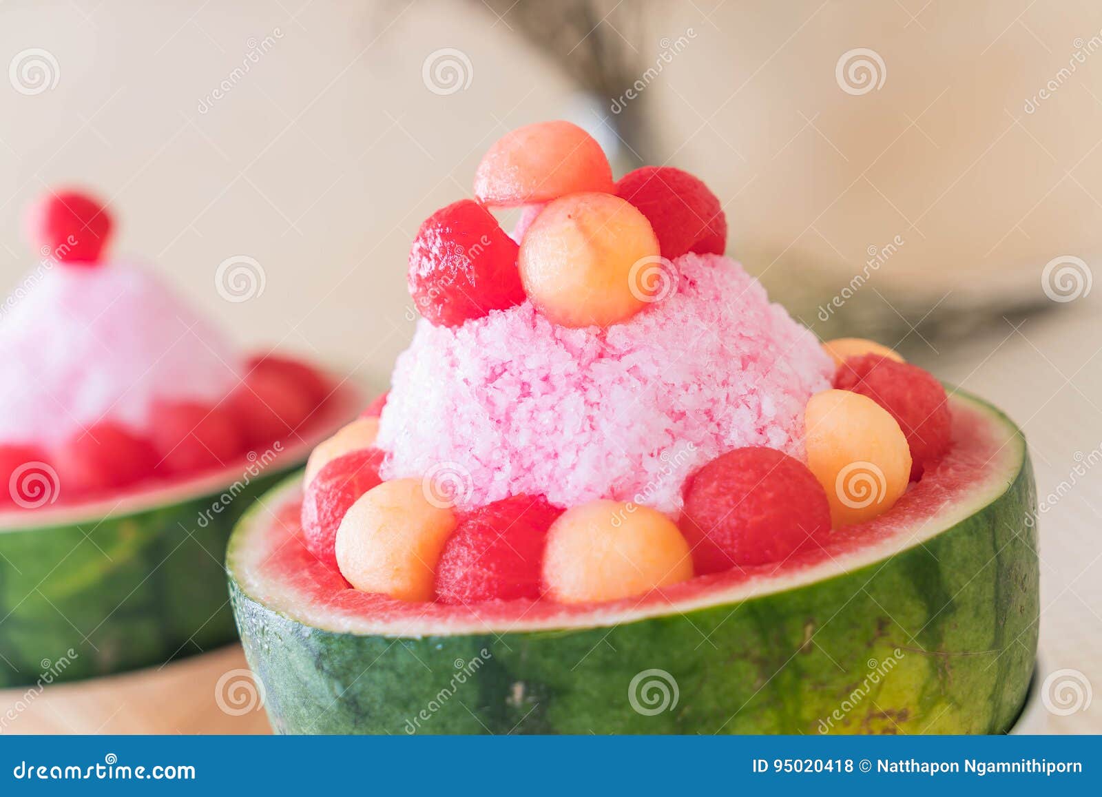 Watermelon bingsu dessert stock photo. Image of cantaloupe - 95020418