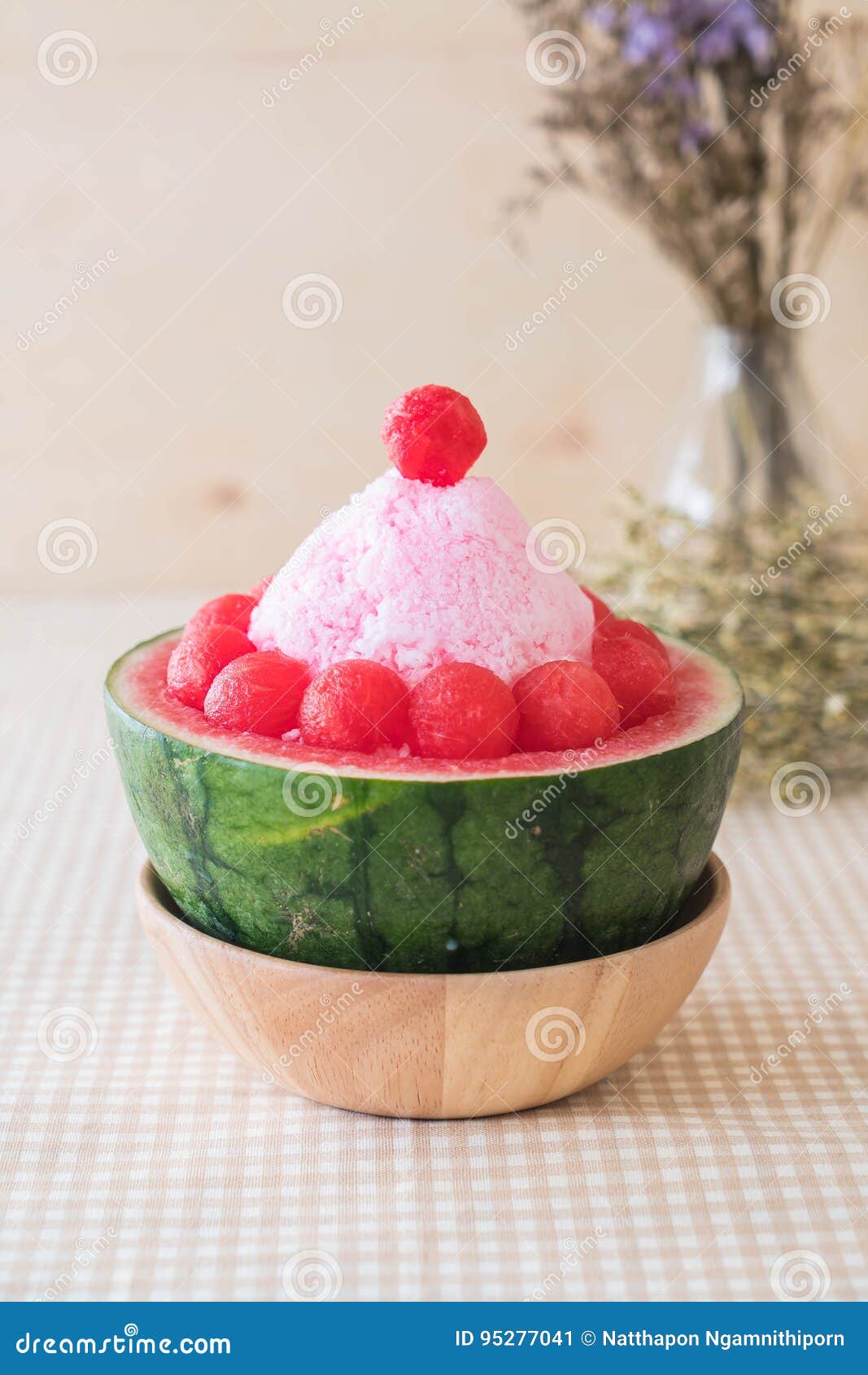 Watermelon bingsu dessert stock image. Image of fresh - 95277041