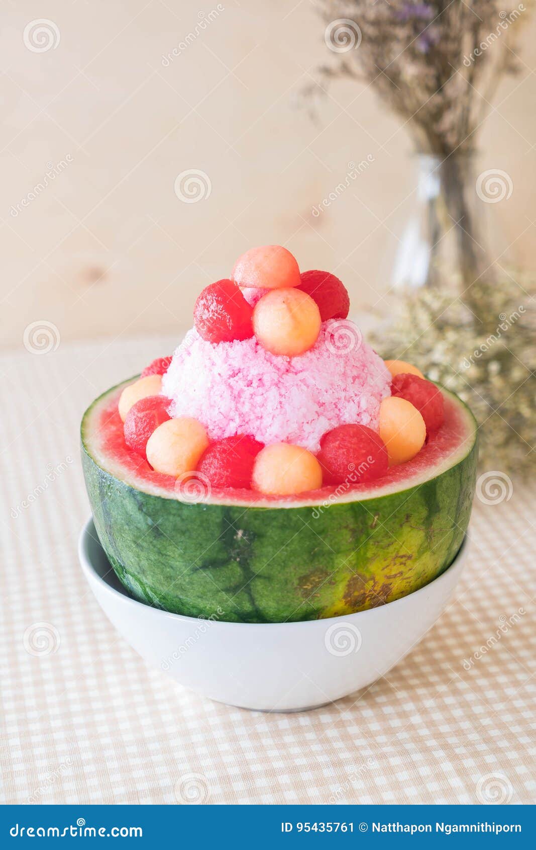 Watermelon bingsu dessert stock image. Image of dessert - 95435761
