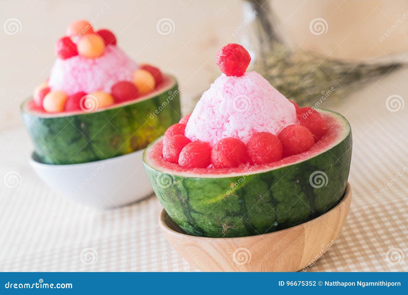 Watermelon bingsu dessert stock photo. Image of traditional - 96675352
