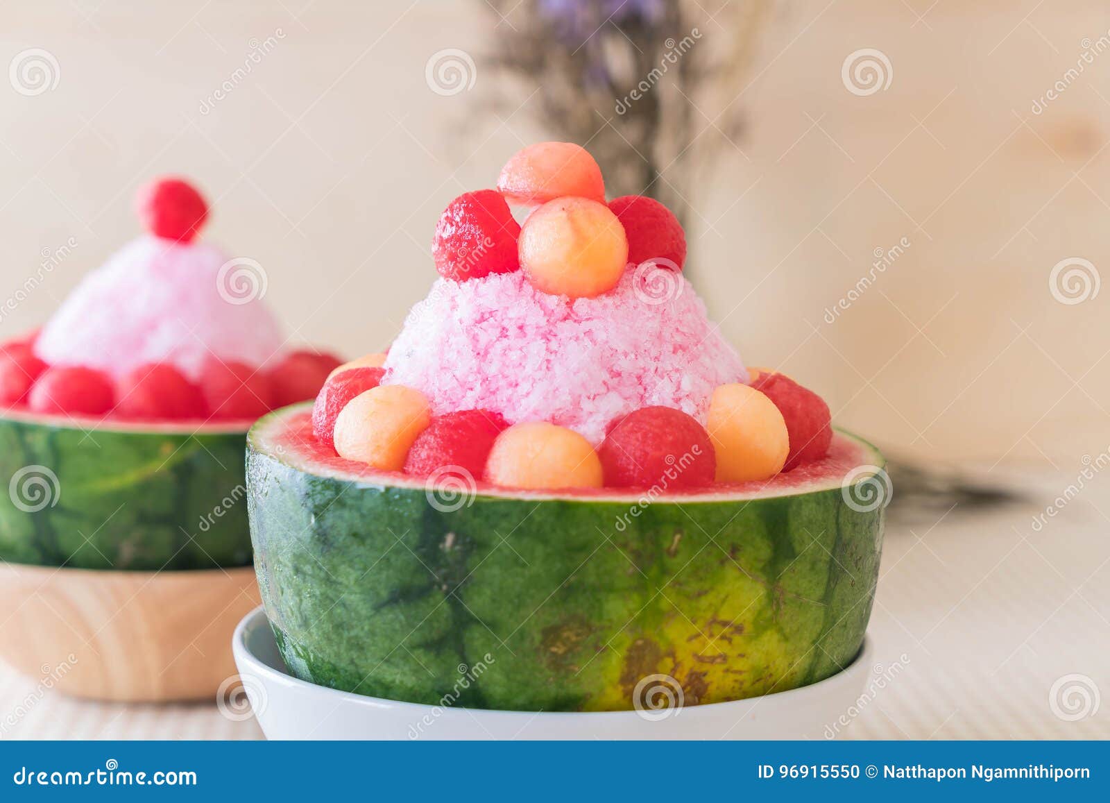 Ice Watermelon Bingsu, Famous Korean Ice-cream Stock Photo ...