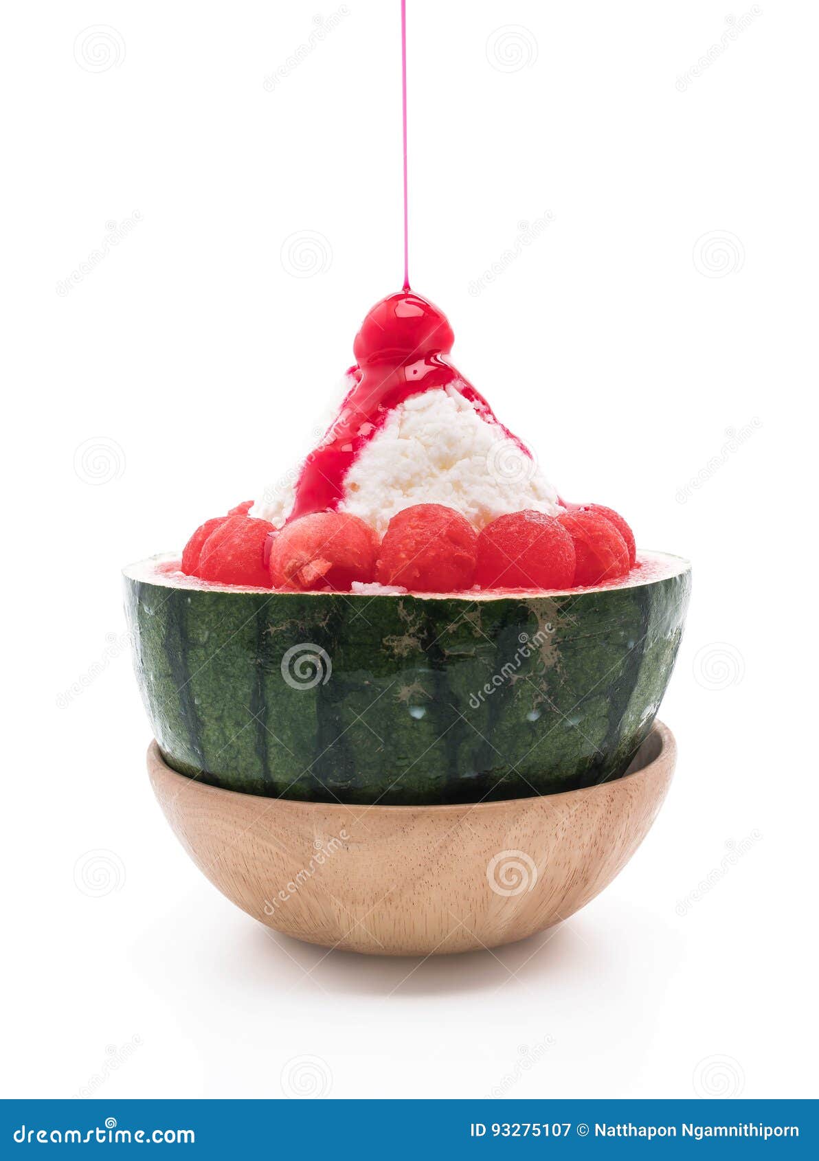 Watermelon bingsu dessert stock image. Image of korea - 93275107
